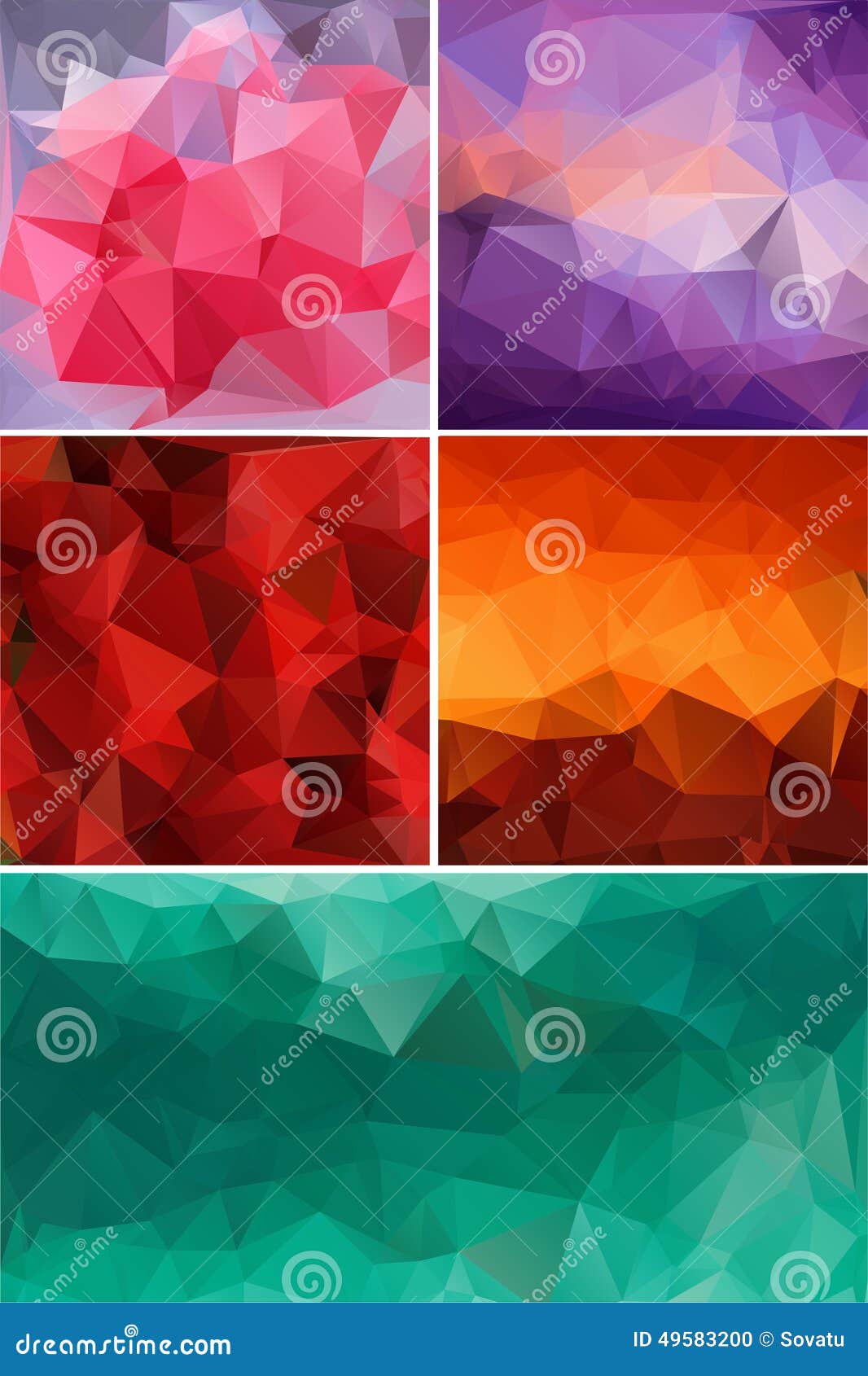 Different Colors Set of Abstract Background Polygon. Stock Illustration ...