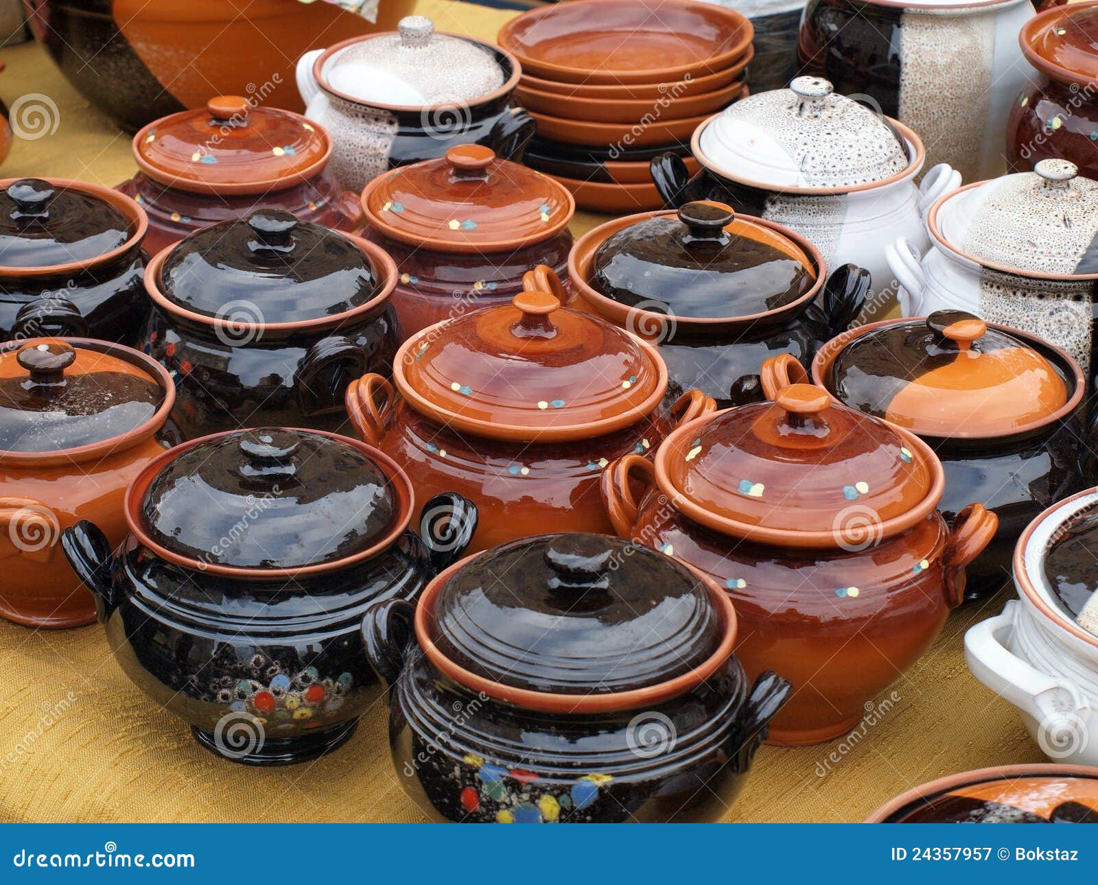 Different Colors Stew Pots. Stock Image - Image of decoration, eating ...