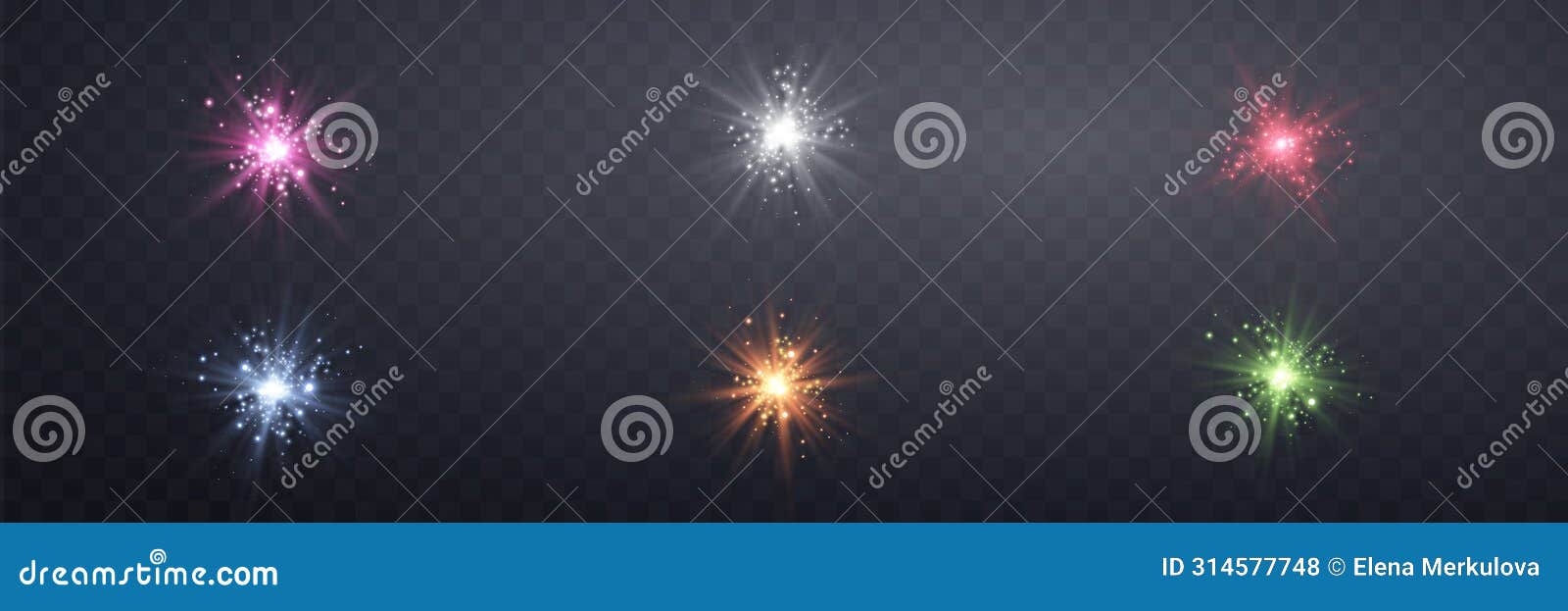 Different Colors Sunlight Lens Flare, Sun Flash with Rays and Spotlight ...