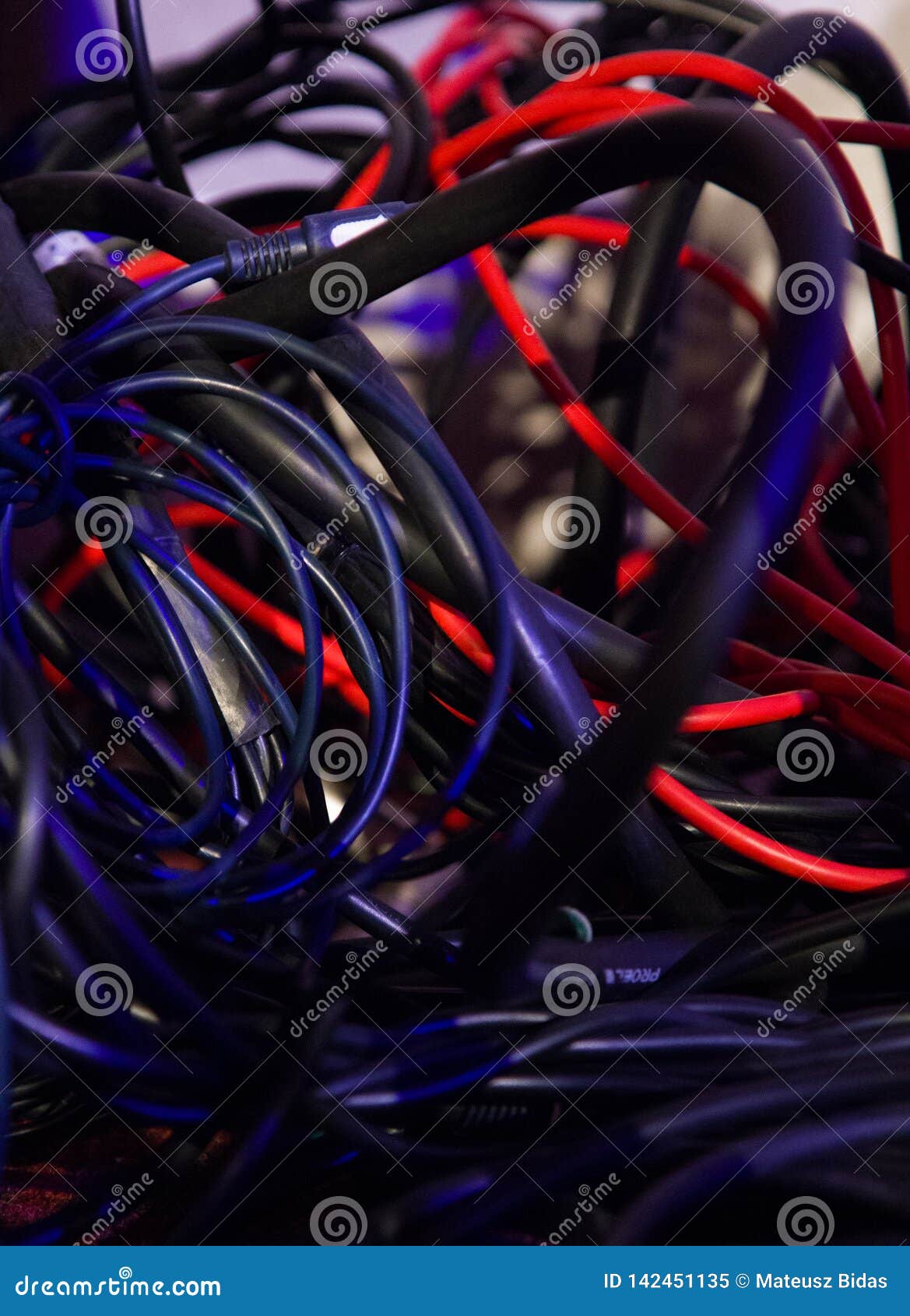 Different Colors of Tangled Cables in Disorder Stock Image - Image of ...