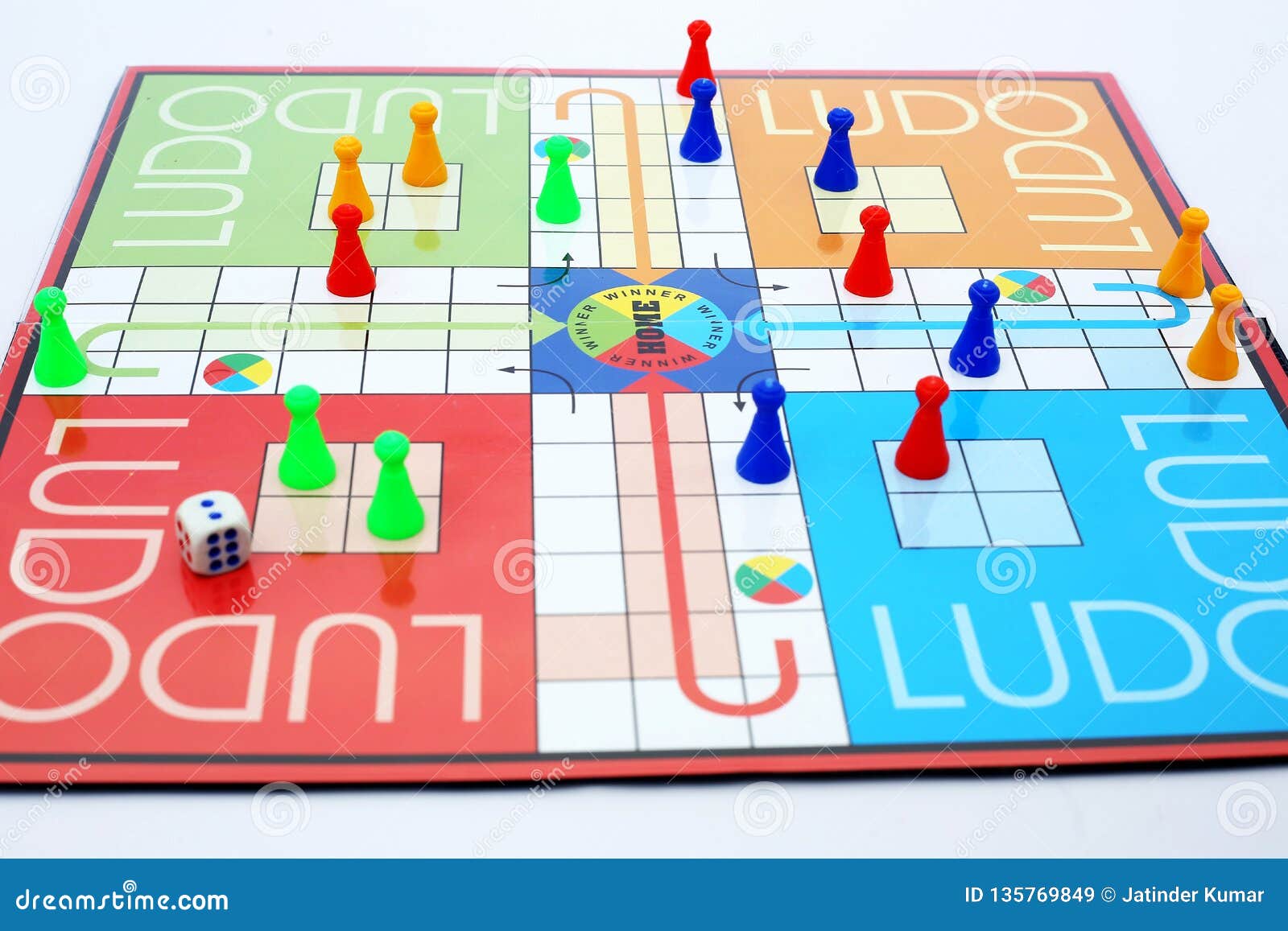 Different Colors Tokens and Dice on the Ludo Stock Image - Image of ...