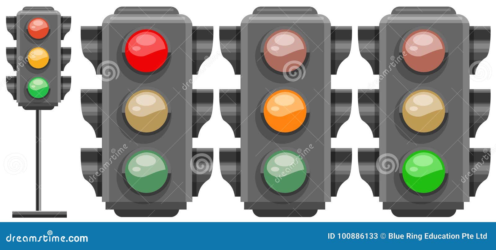 Different Colors of Traffic Lights Stock Vector - Illustration of white ...