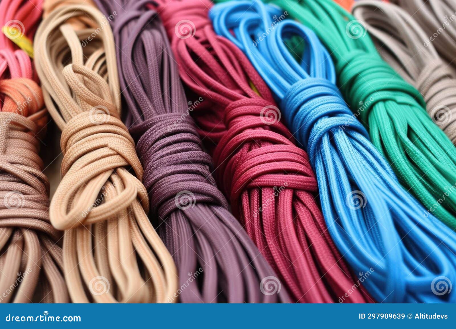 Different Colors and Types of Shoe Laces Laid Out Stock Image - Image ...