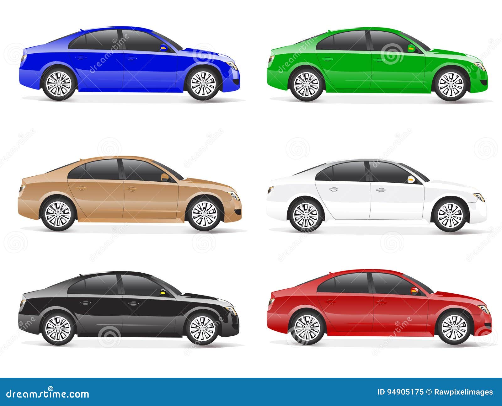 Different Colour Cars for Family Concept Stock Illustration ...