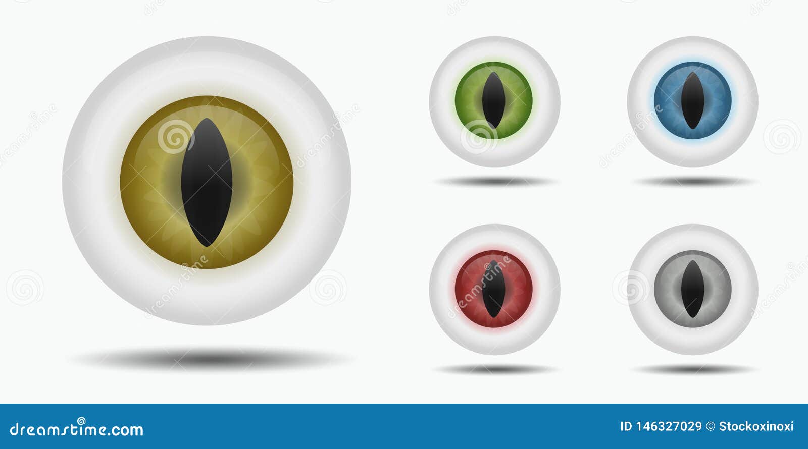 Different Reptilian Eyeballs Eye Vertical Iris Vector Illustrations ...