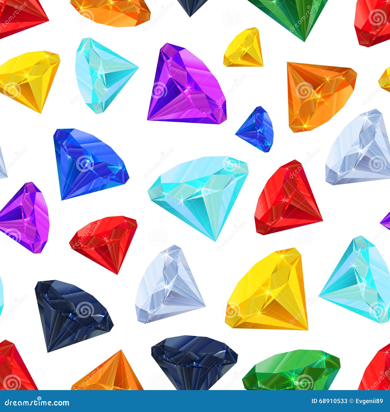Different Colourful Gemstones, Seamless Pattern Stock Illustration ...