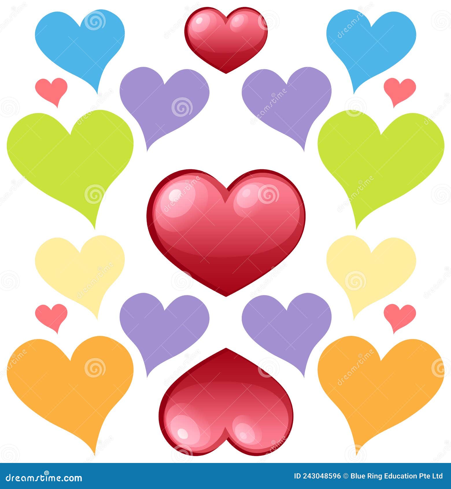 Different Colours of Hearts Set Stock Vector - Illustration of isolated ...