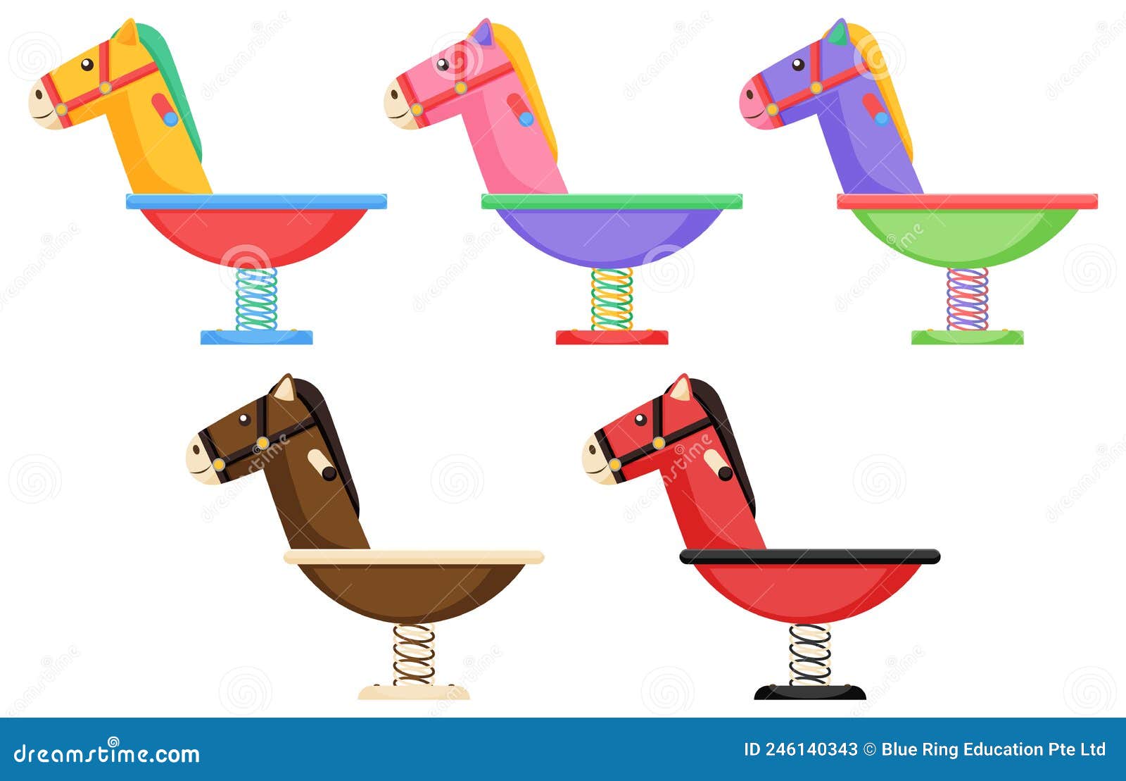 Different Colours of Spring Rocking Horses Stock Vector - Illustration ...