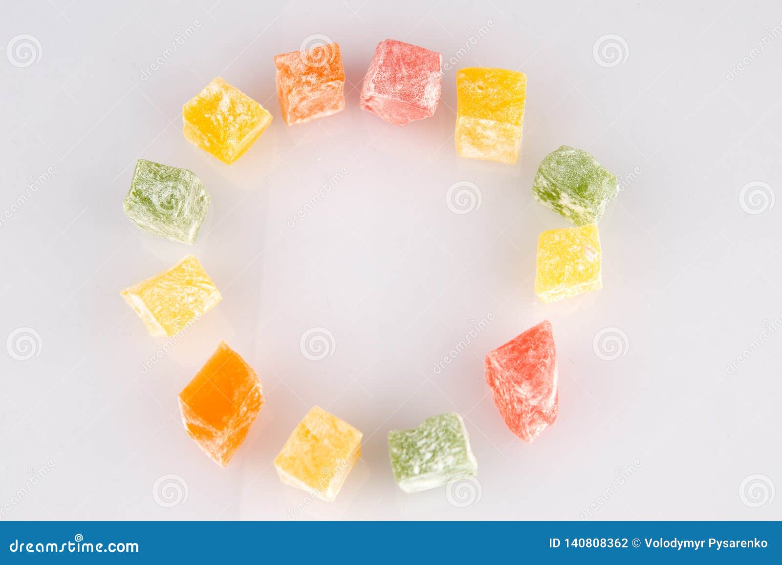 Different Colours Turkish Delight on White Background Stock Photo ...