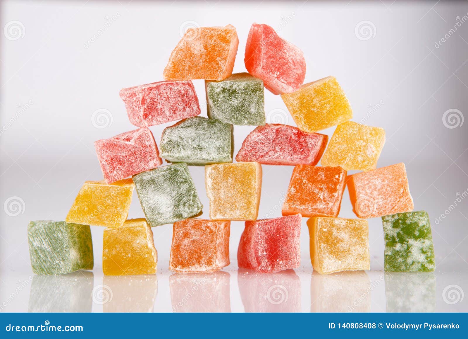 Different Colours Turkish Delight on White Background Stock Photo ...