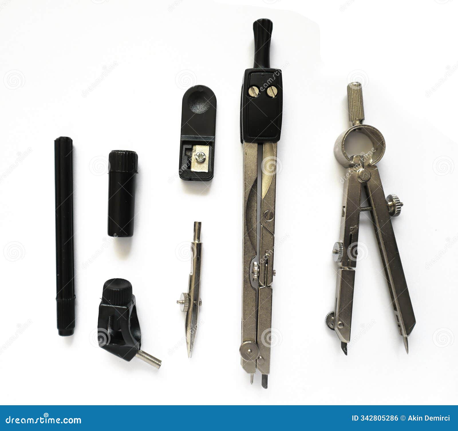 Different Compasses Isolated on White Background. Hand Delimiters or ...