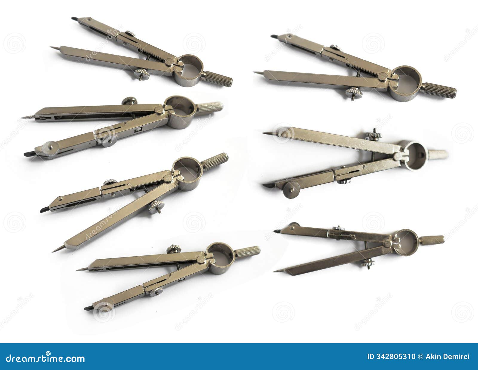 Different Compasses Isolated on White Background. Hand Delimiters or ...