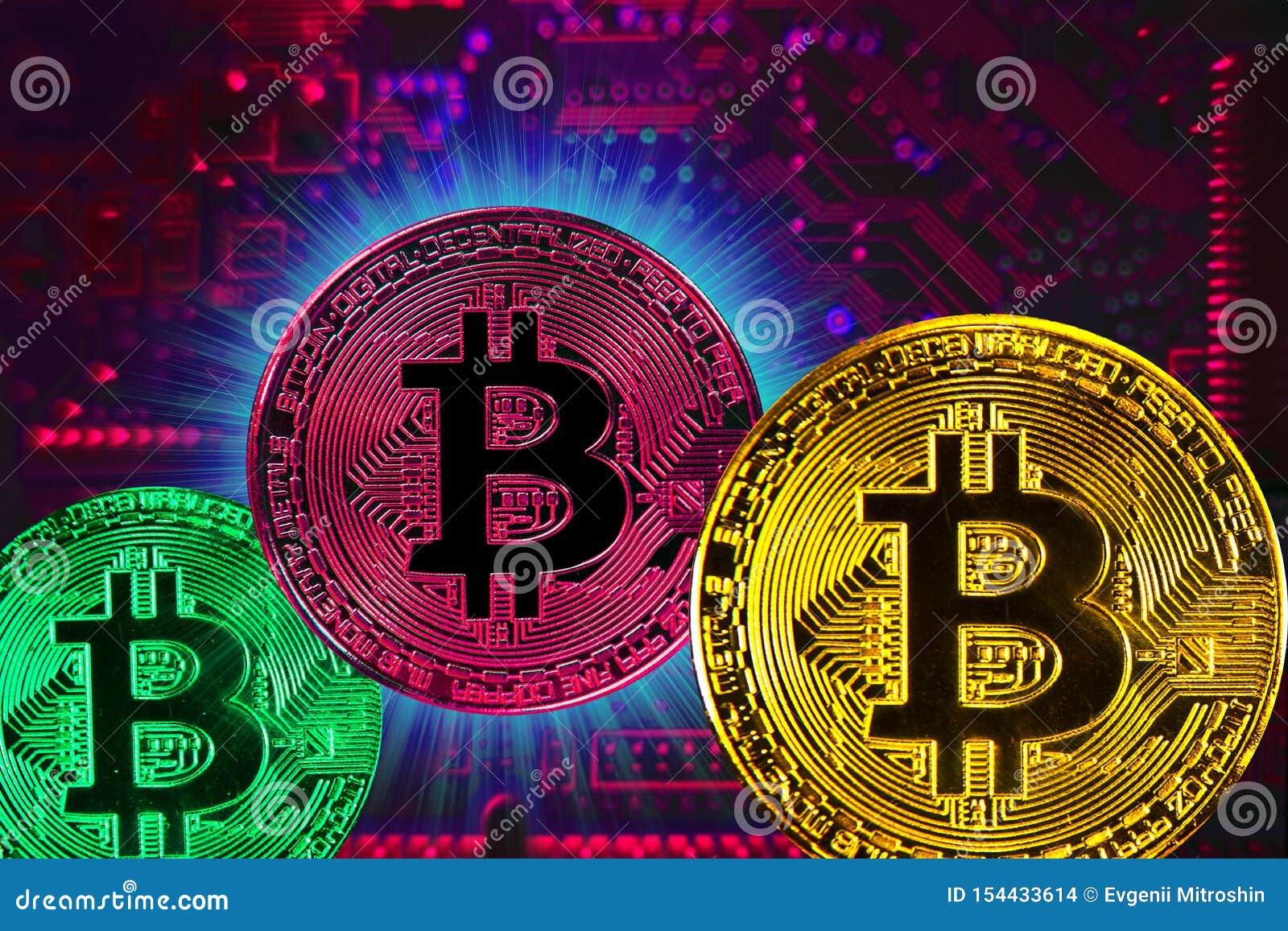 Different Complex Colors of Coin Bitcoin on a Pumper Electronic ...