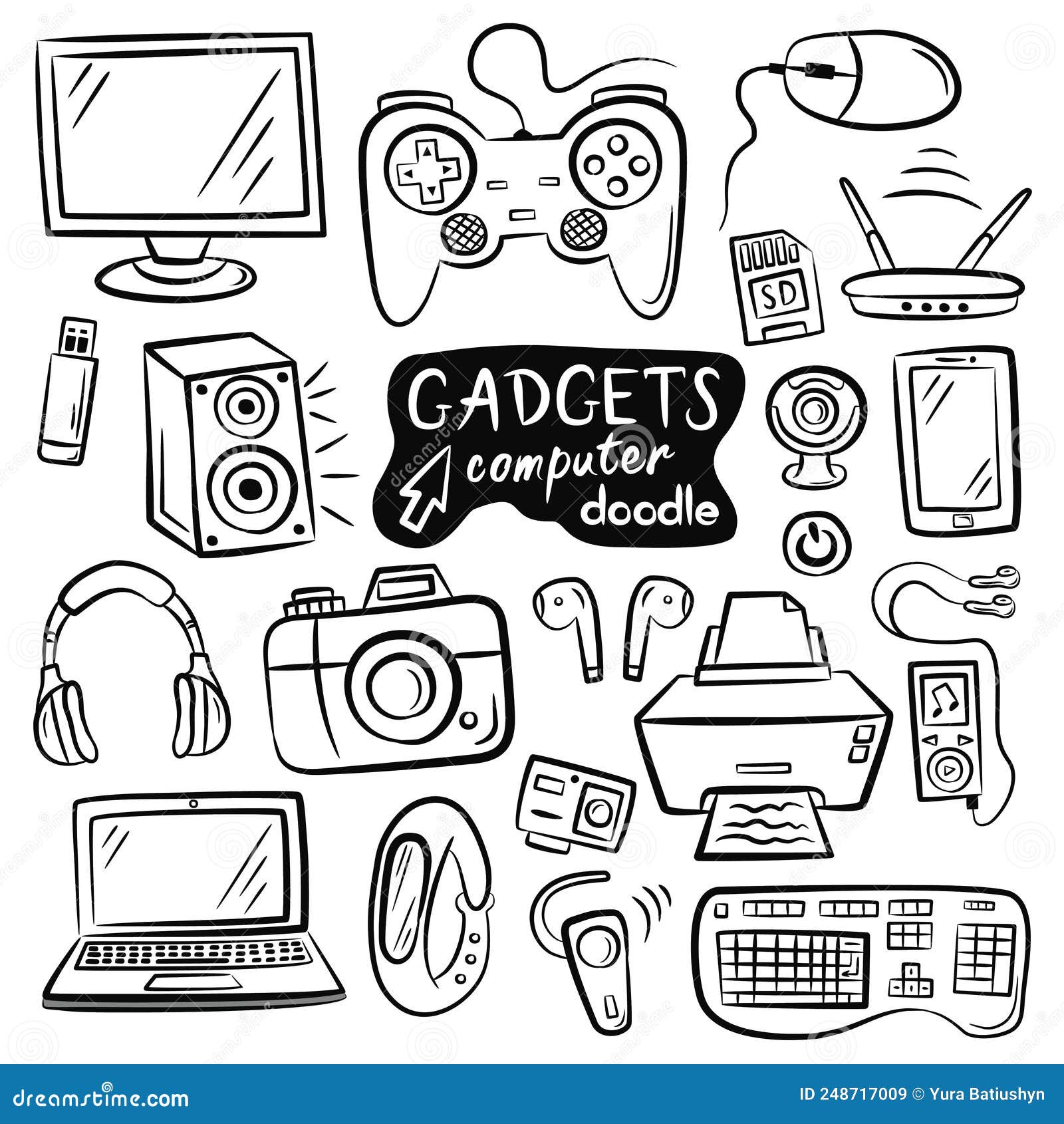 Different computer gadgets stock vector. Illustration of creative ...