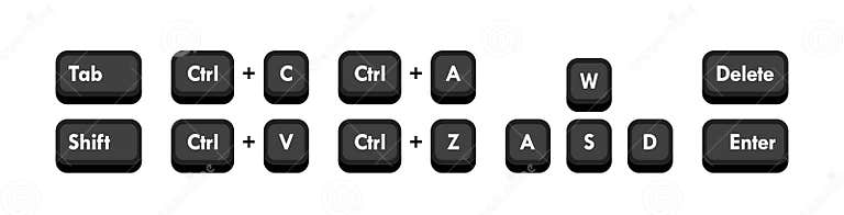 Different Computer Keyboard Buttons Combinations. Hotkeys Combination Such As Copy, Paste ...