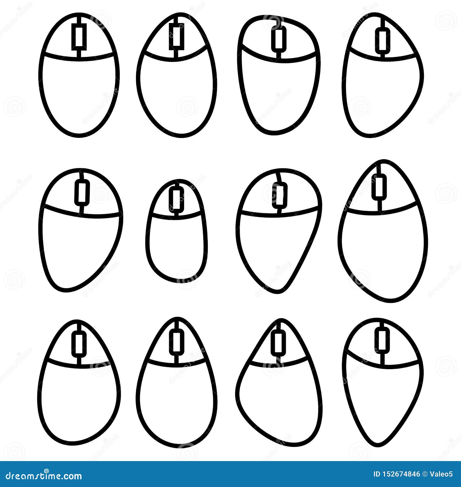 Different Computer Mouse Symbol Isolated on White Background. Simple ...