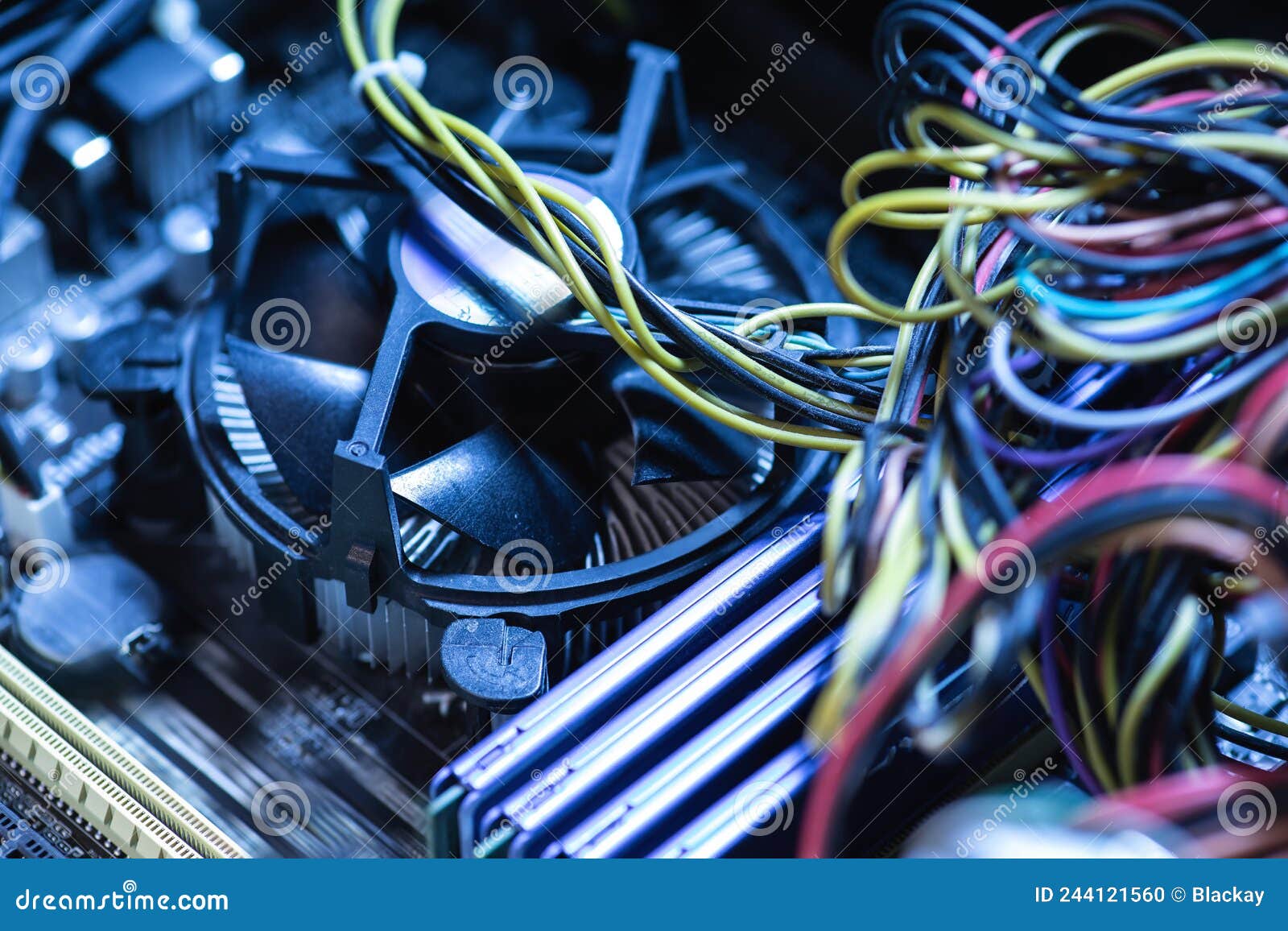 Different Computer Parts Inside the Personal Computer Stock Photo ...