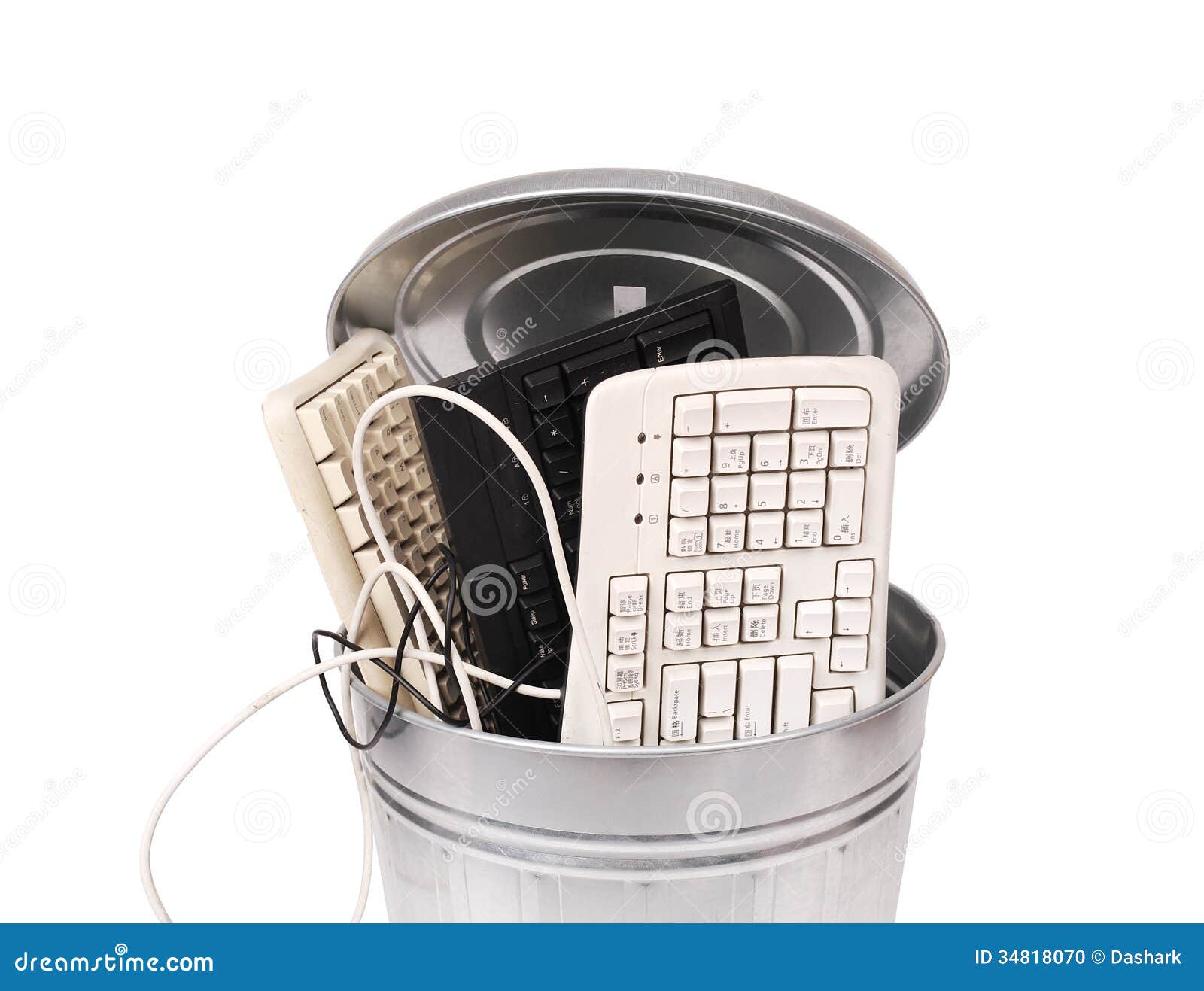 Different Computer Parts in Trash Can Stock Photo - Image of ...