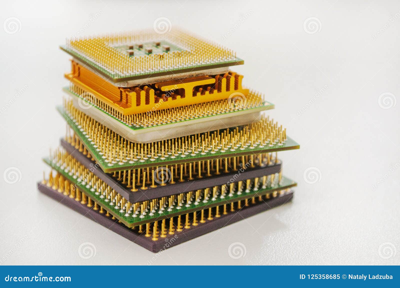 Different Computer Processors on a White Background Stock Image - Image ...