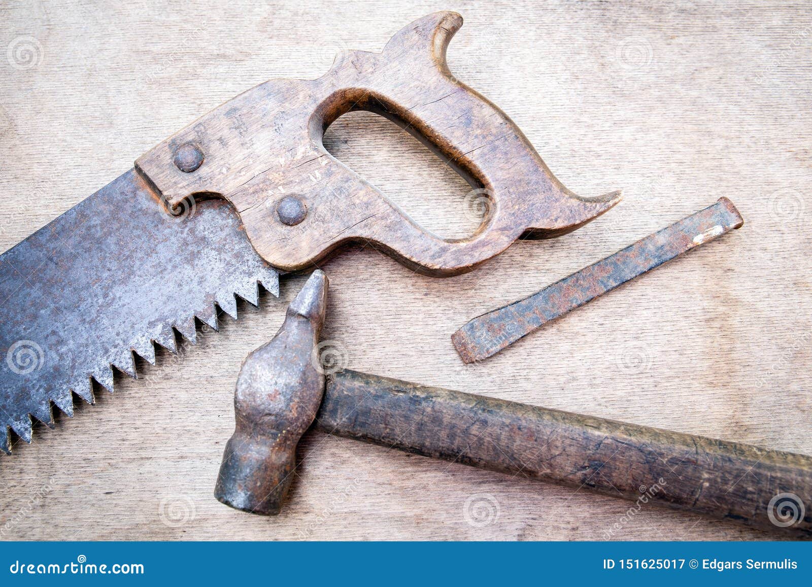 Different Construction and Hand Tools on Wooden Board Stock Image ...