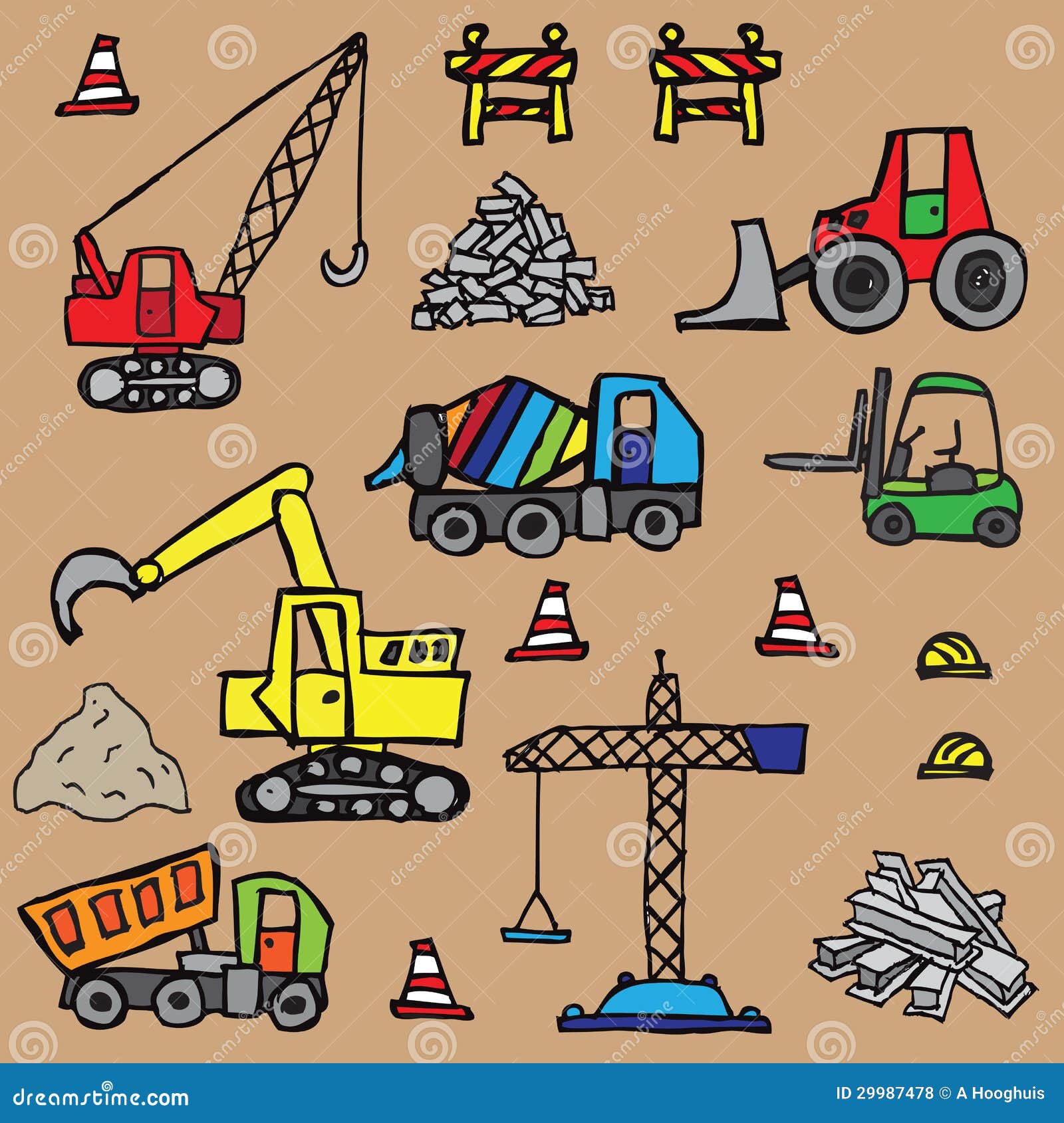 Construction Items Seamless Pattern Stock Illustration - Illustration ...