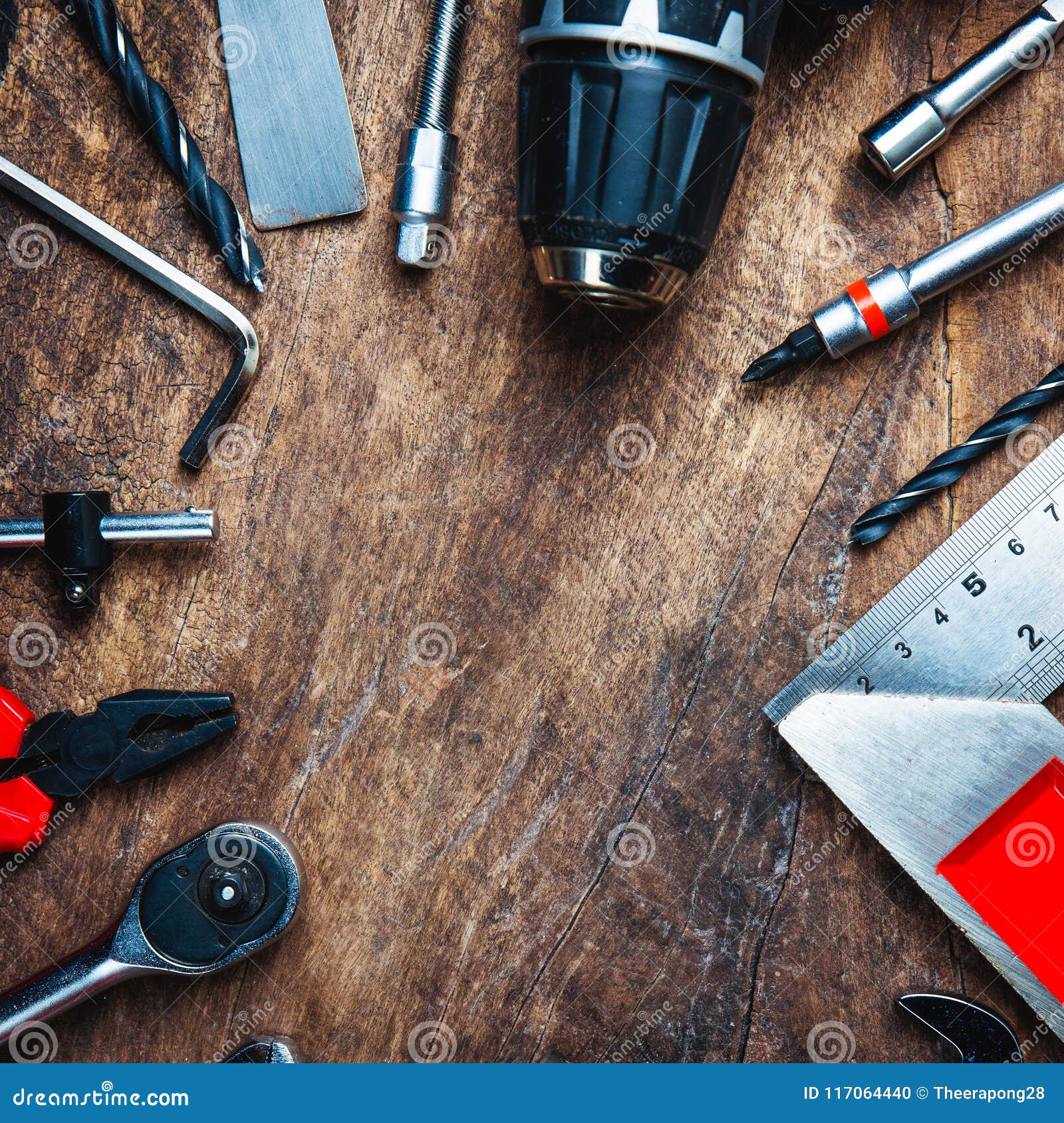 Different Construction Tools with Hand Tools for Home Renovation Stock ...