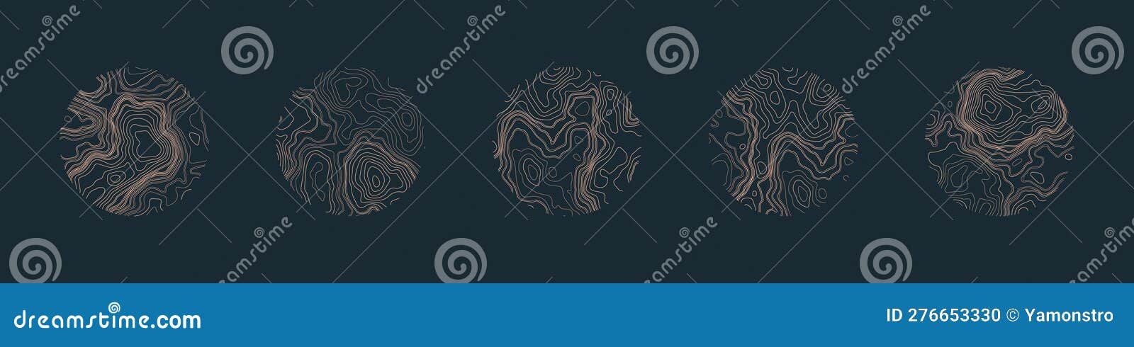 Different Contour Topography Map in Circles Vector Abstract Design ...