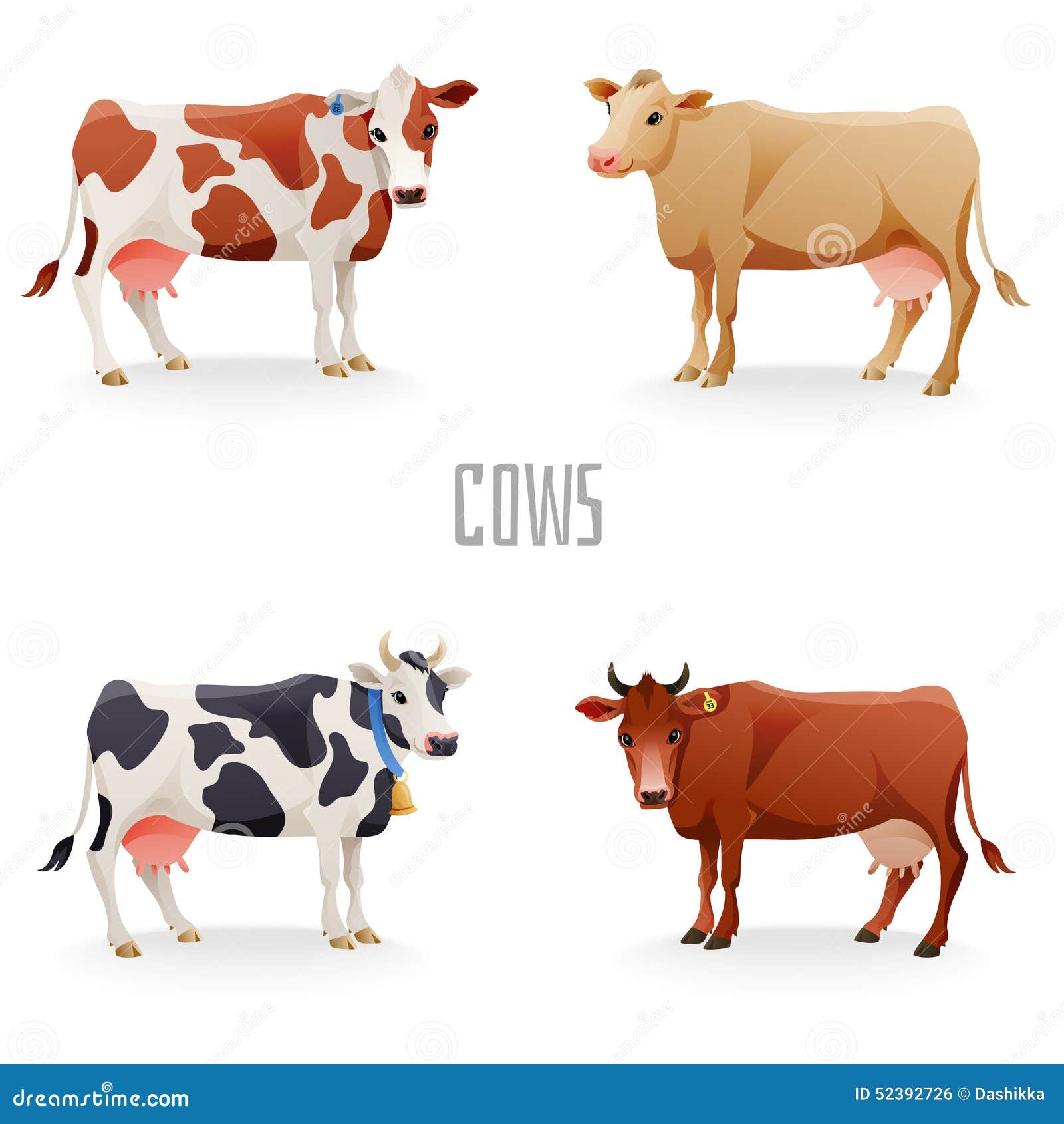 Different cows stock vector. Illustration of dappled - 52392726