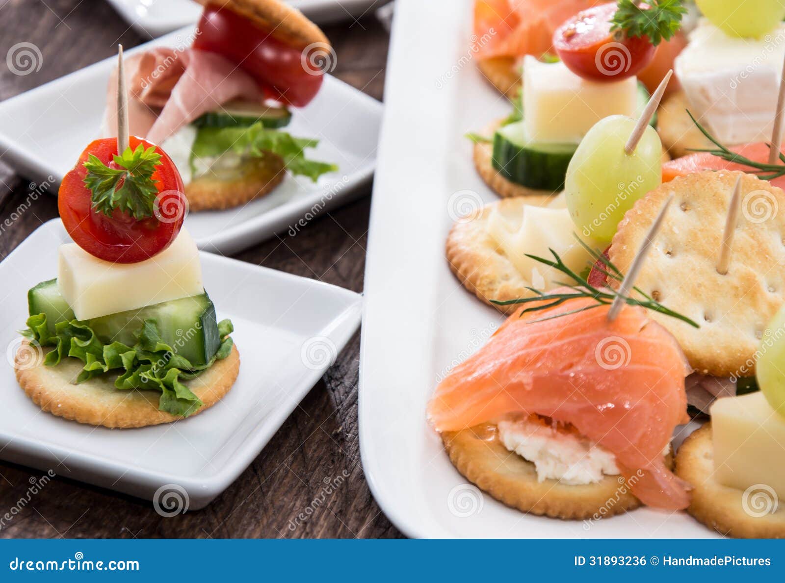 Different Crackers on a Plate Stock Photo - Image of appetizer, biscuit ...