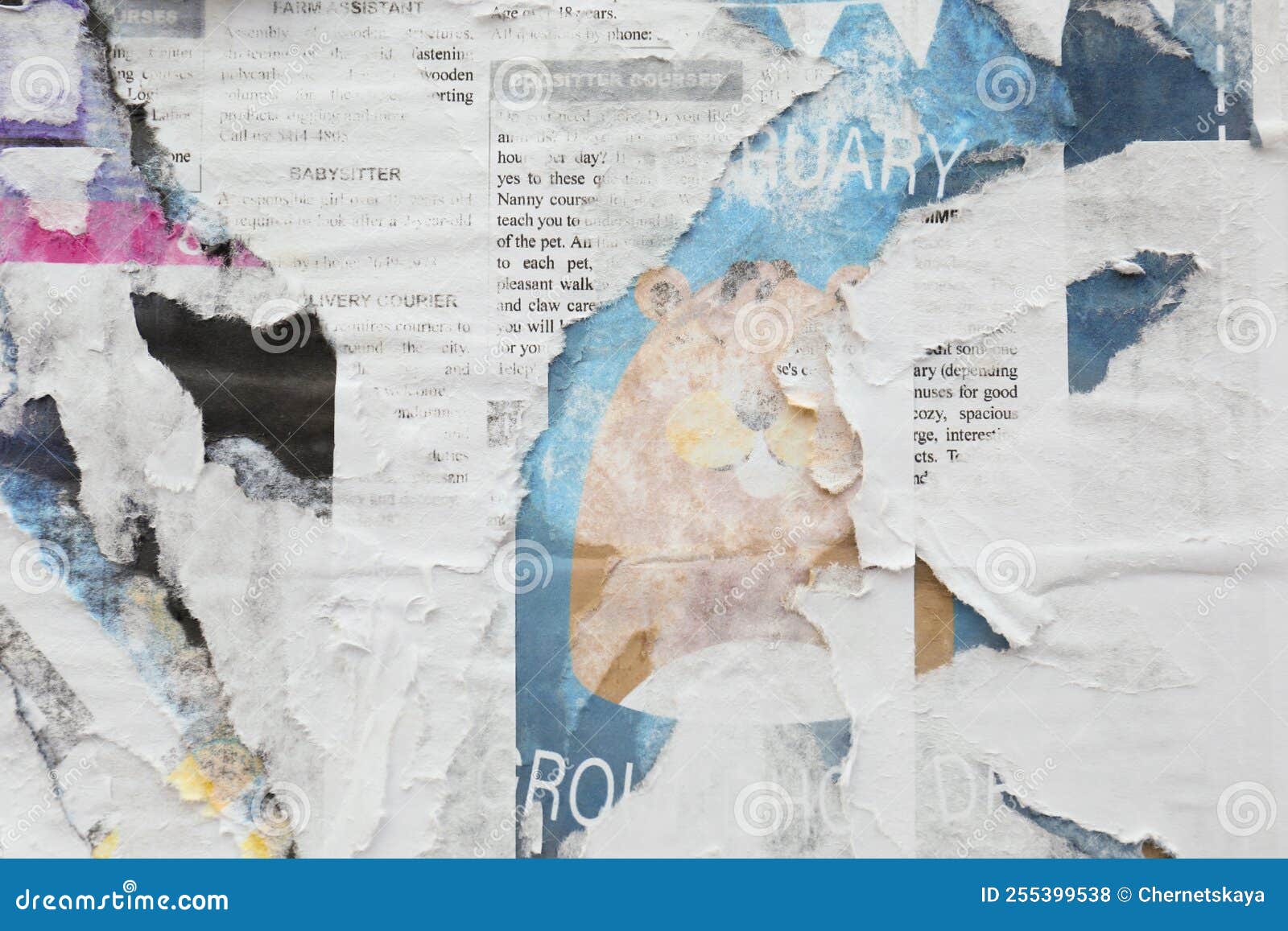Different Creased Torn Paper Posters As Background Stock Photography ...