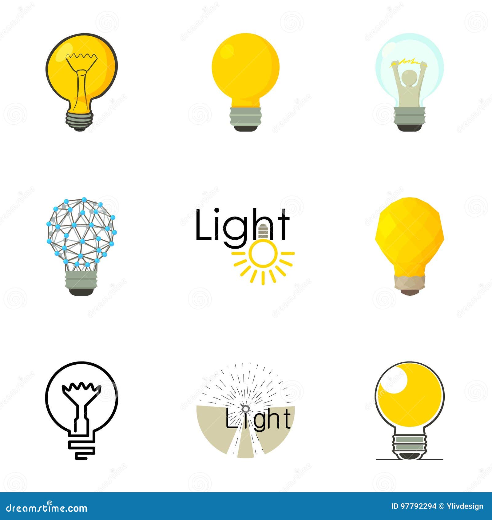 Lightbulb Icons. Line Lamp. Filament Symbols. Idea Or Light Bulb ...