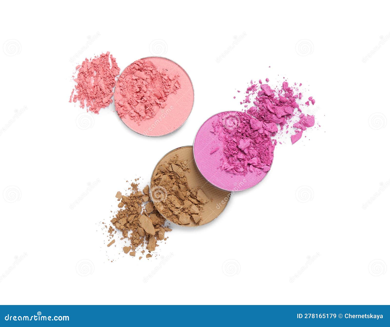 Different Crushed Eye Shadows on White Background, Flat Lay ...