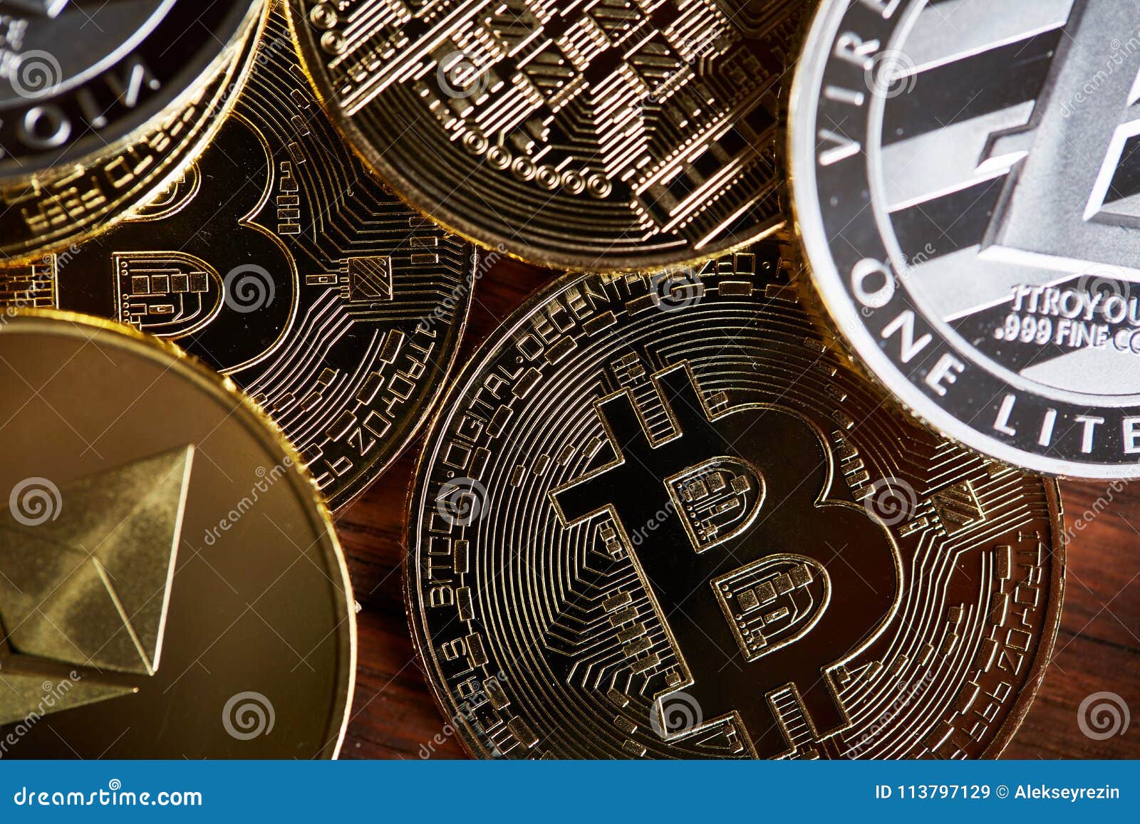 Different Cryptocurrencies Background, Close-up, Top View, Shallow ...