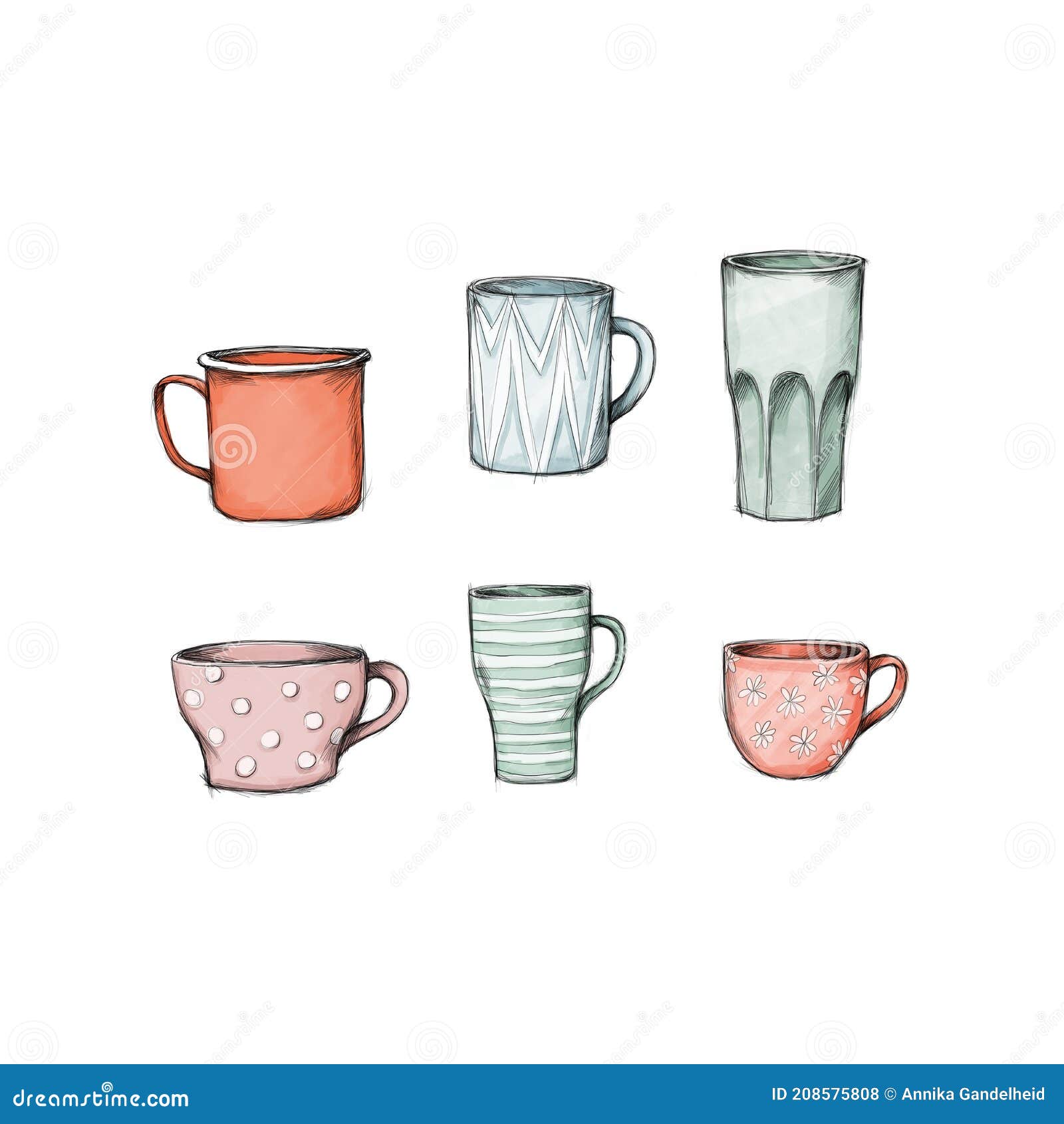 Set Of Different Cups With Different Drinks - Vector | CartoonDealer ...