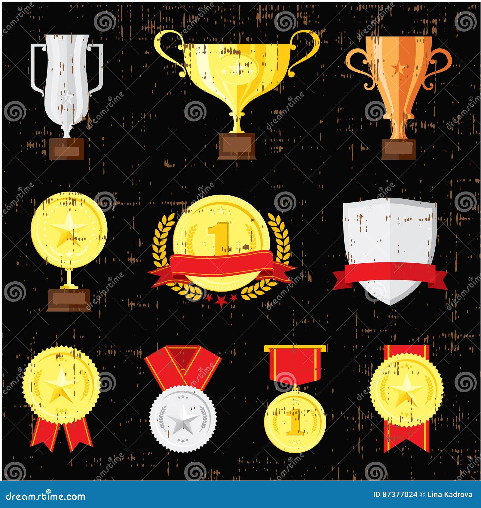 Trophies Different Variation. 1st, 2nd, 3rd Place. Laurel Wreath Of ...