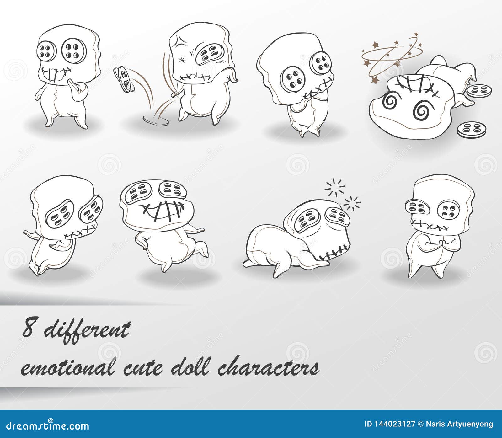 8 Different Cute Doll Characters. Stock Vector - Illustration of ...