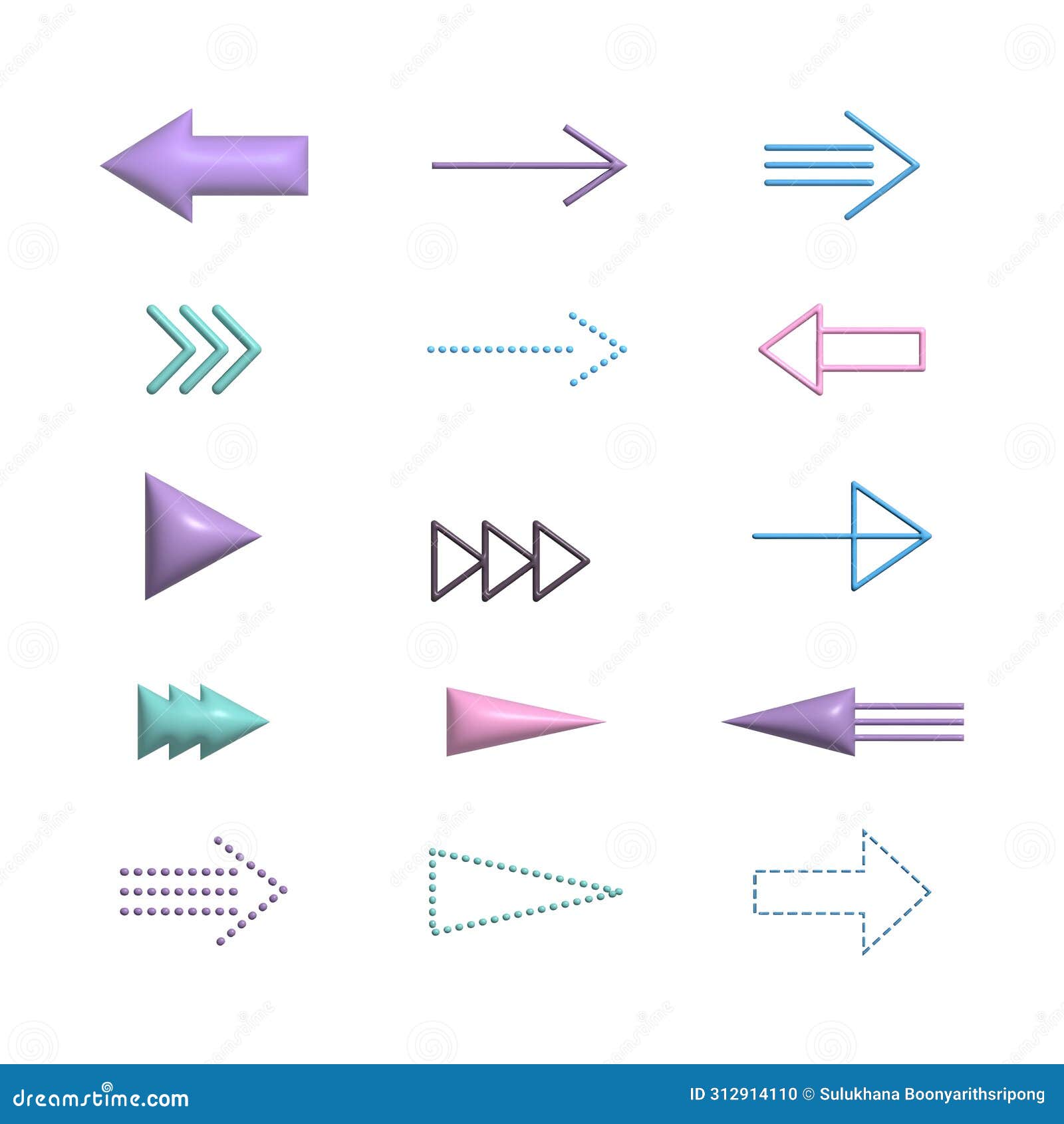 Different 3D Arrows with Colorful for Direction, Element and Icon Stock ...