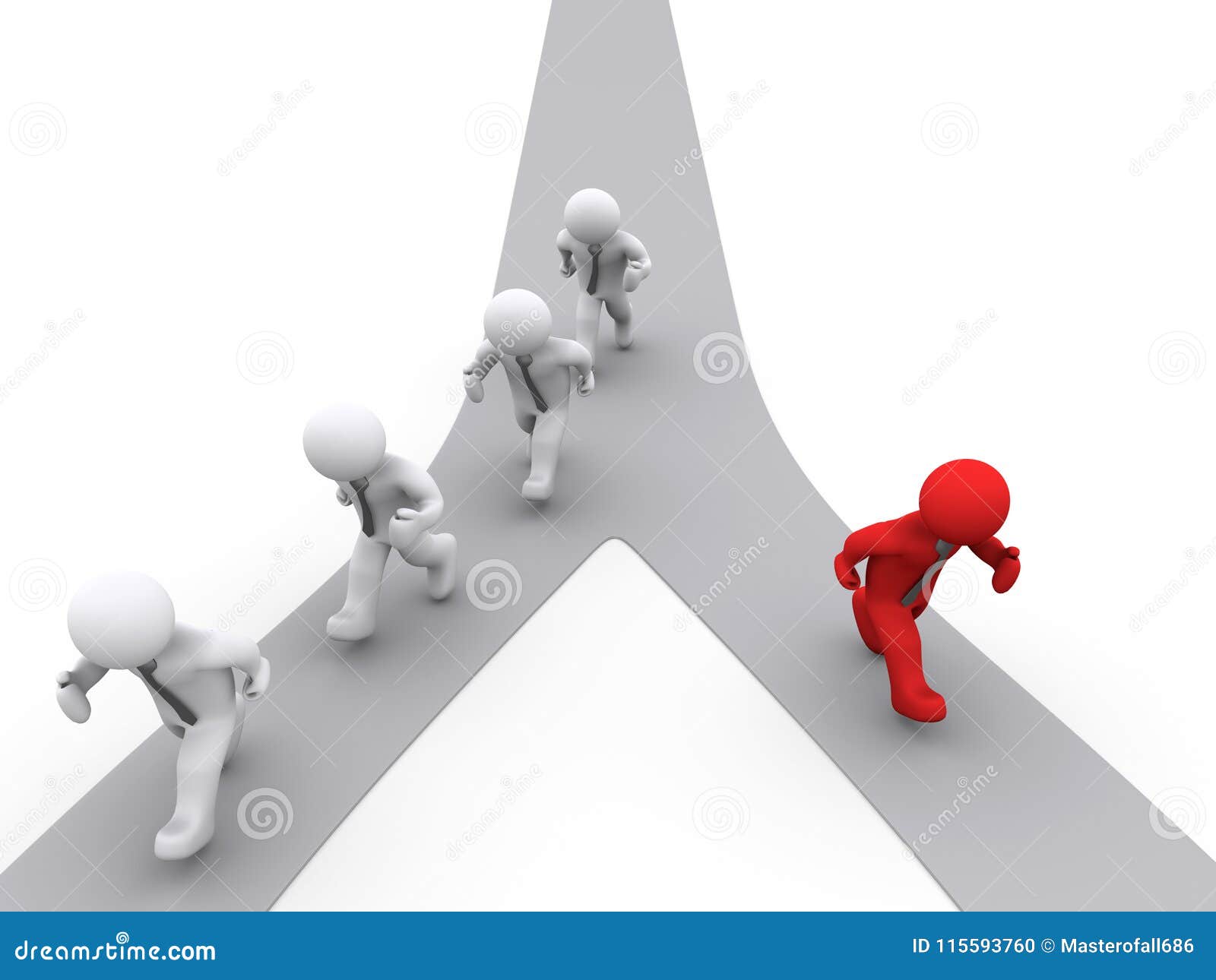Different 3d Businessman Running on the Right Path Stock Illustration ...