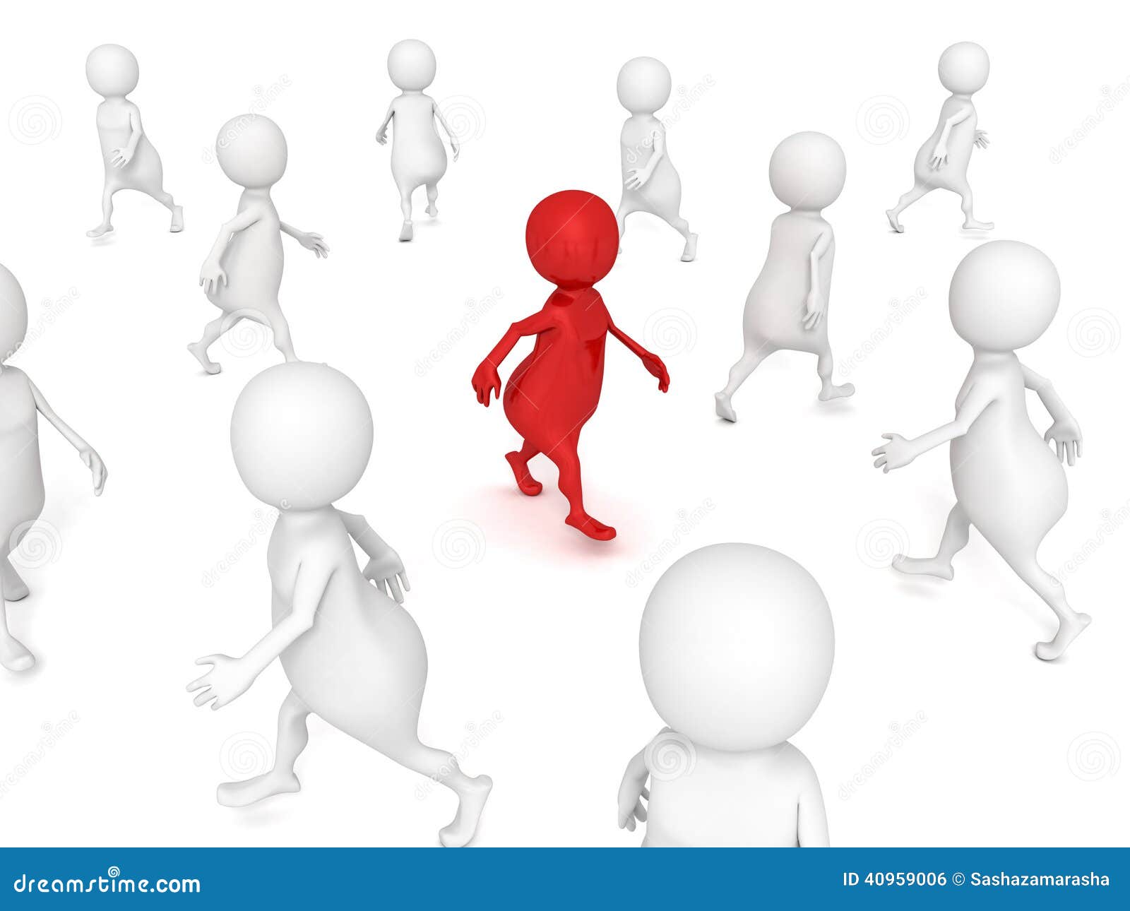 Different 3d Man Walks in Others Crowd Stock Illustration ...