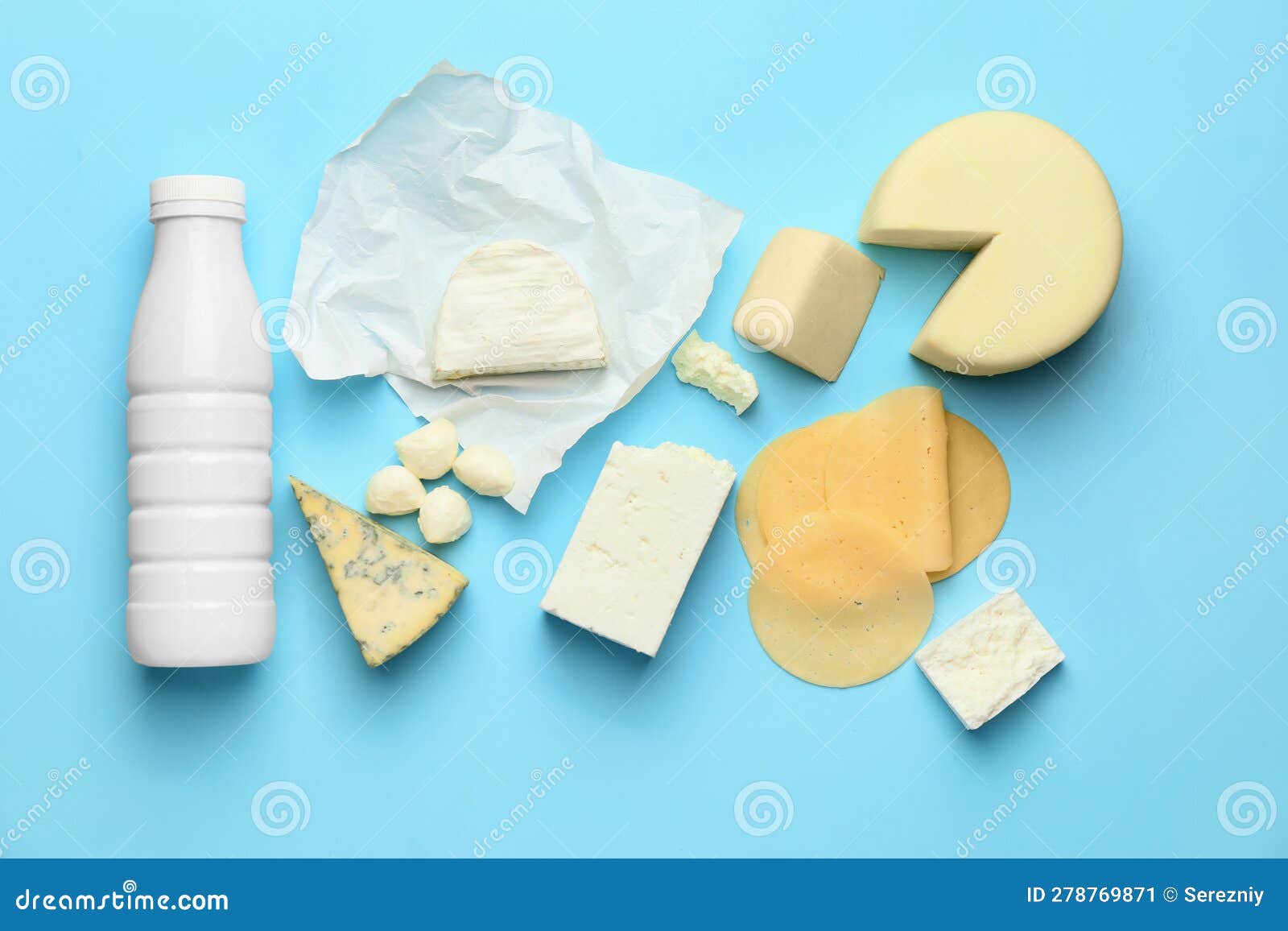 Different Dairy Products without Lactose on Color Background Stock ...