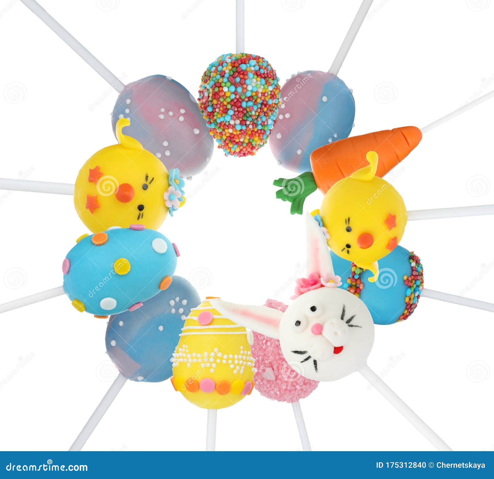 Different Delicious Cake Pops on White Background Stock Photo - Image ...