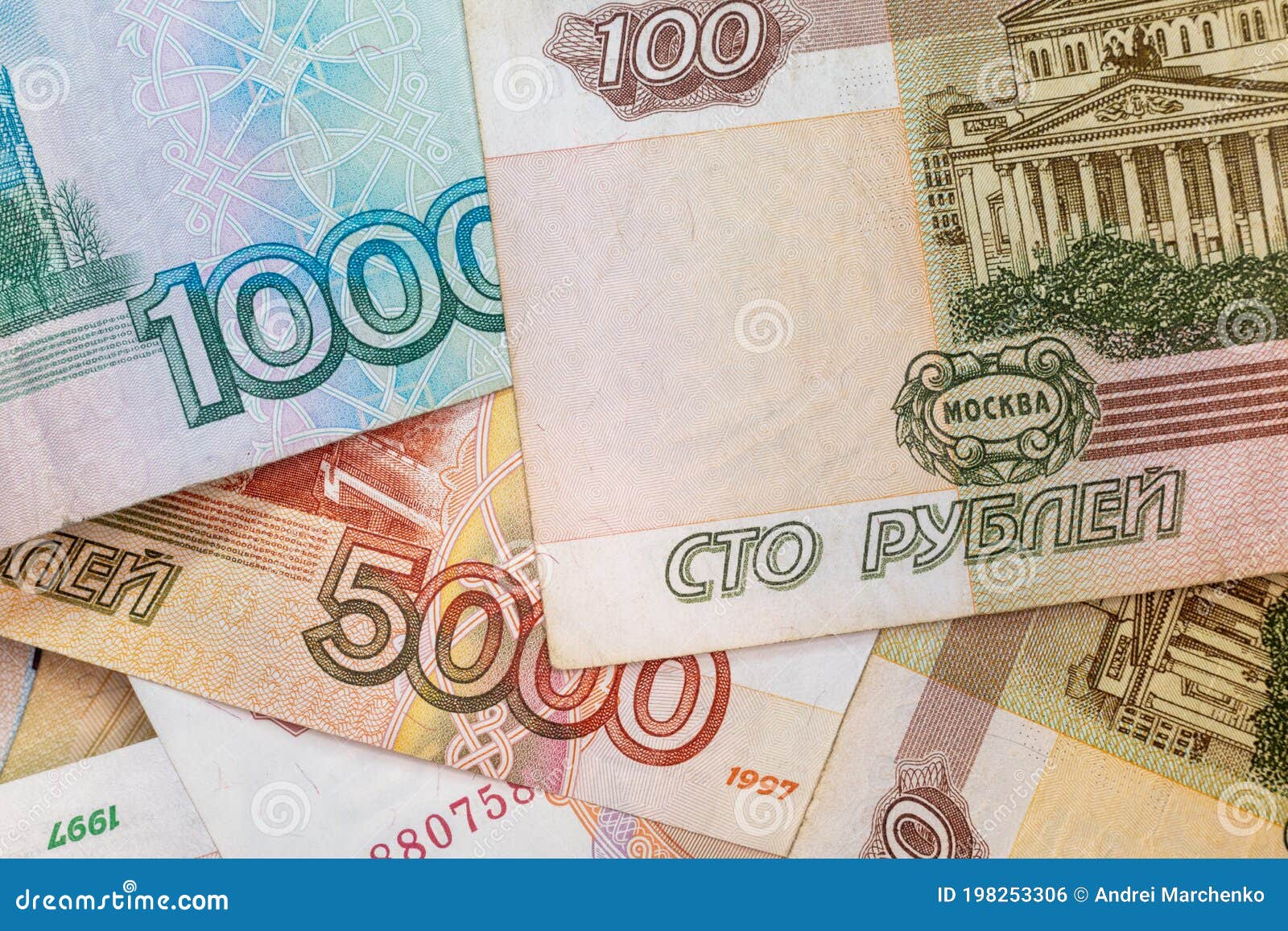 Different Denominations of Russian Ruble Bills Stock Photo - Image of ...
