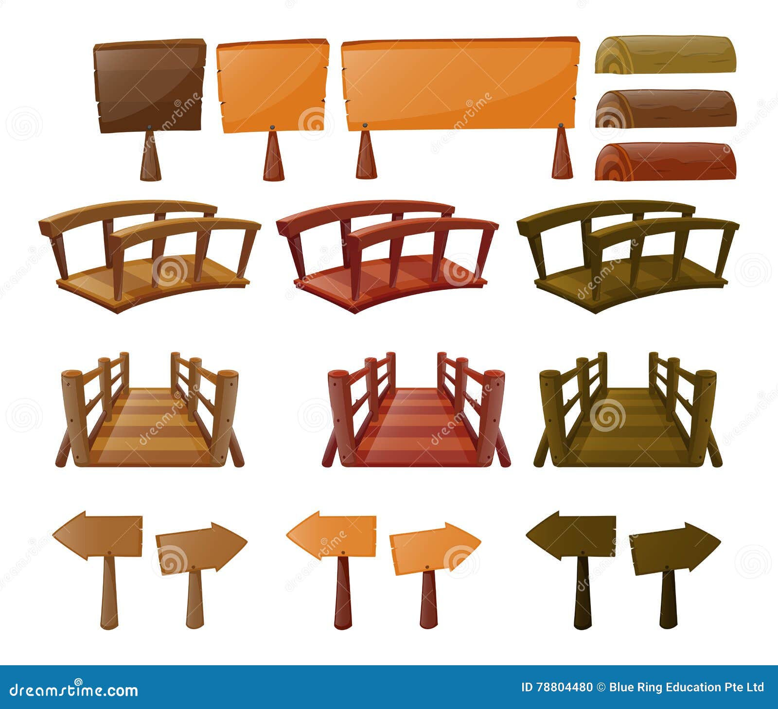 Different Design of Bridges and Signs Stock Illustration - Illustration ...