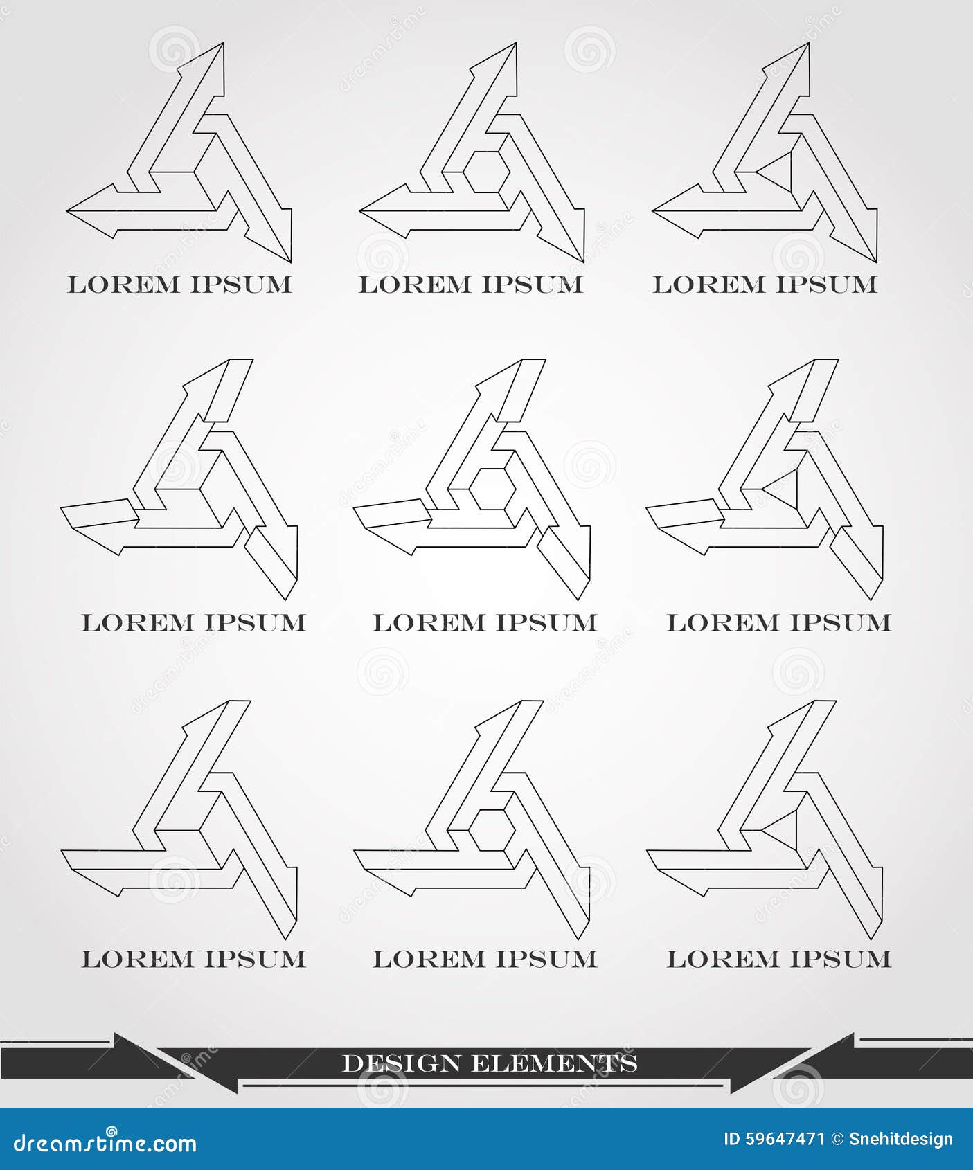 9 Different Design Elements Stock Illustration - Illustration of arrows ...
