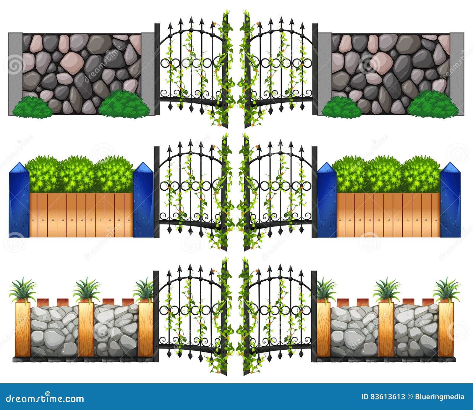 Different Design for Gates and Walls Stock Vector - Illustration of ...