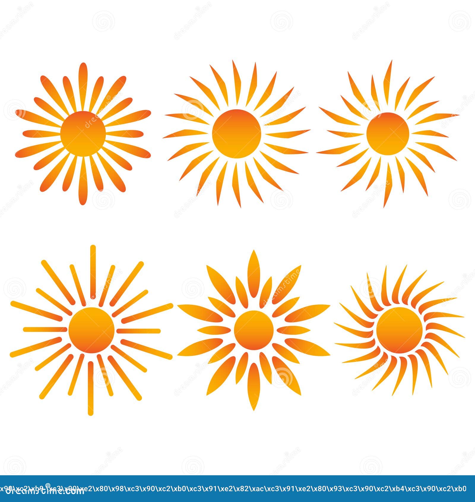 Different Design of the Orange Sun Stock Vector - Illustration of light ...