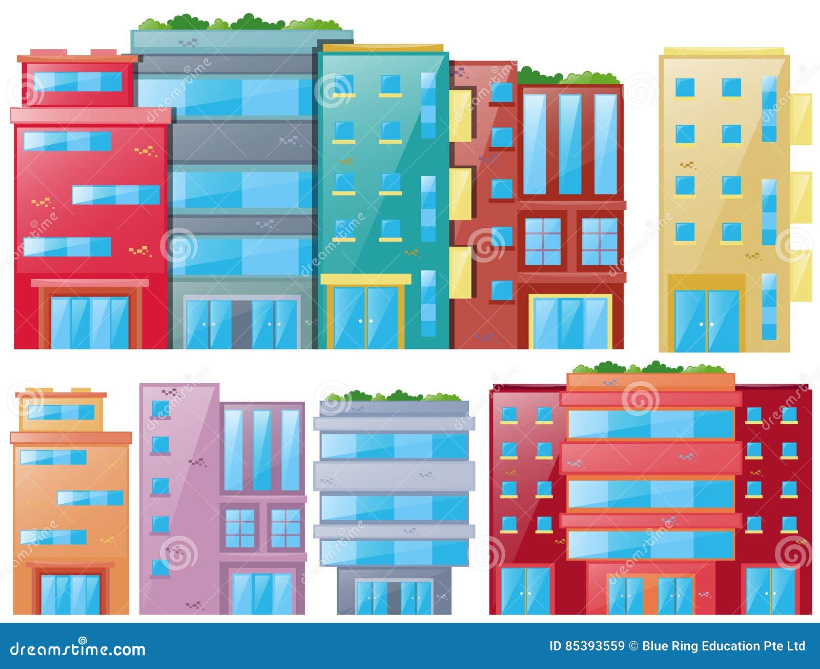 Different Designs of Buildings Stock Vector - Illustration of door ...
