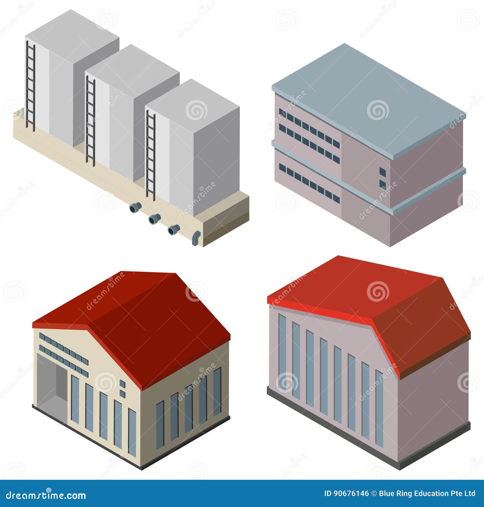 Different Designs of Buildings Stock Vector - Illustration of storage ...