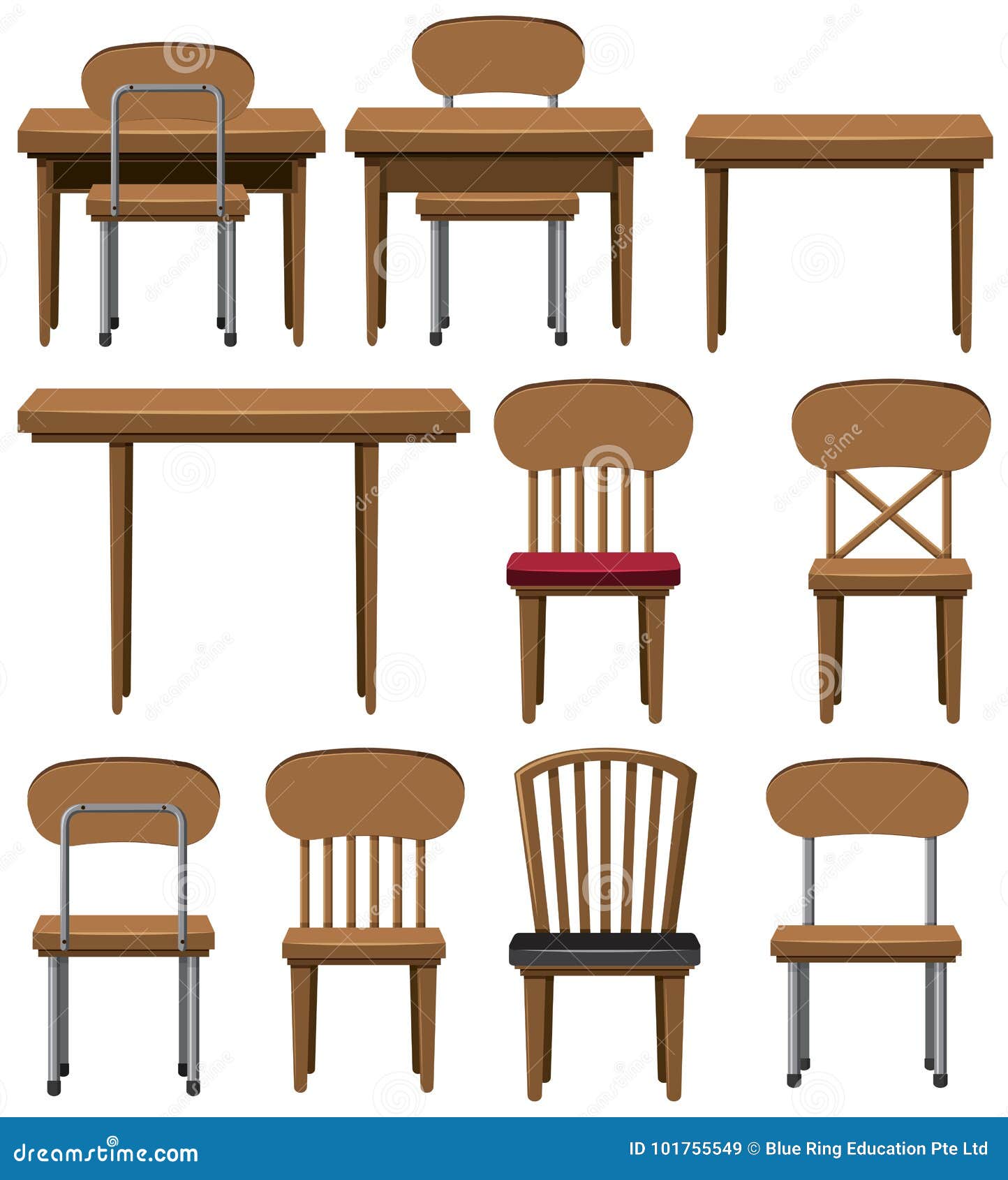 Different Designs of Chairs and Tables Stock Vector - Illustration of ...
