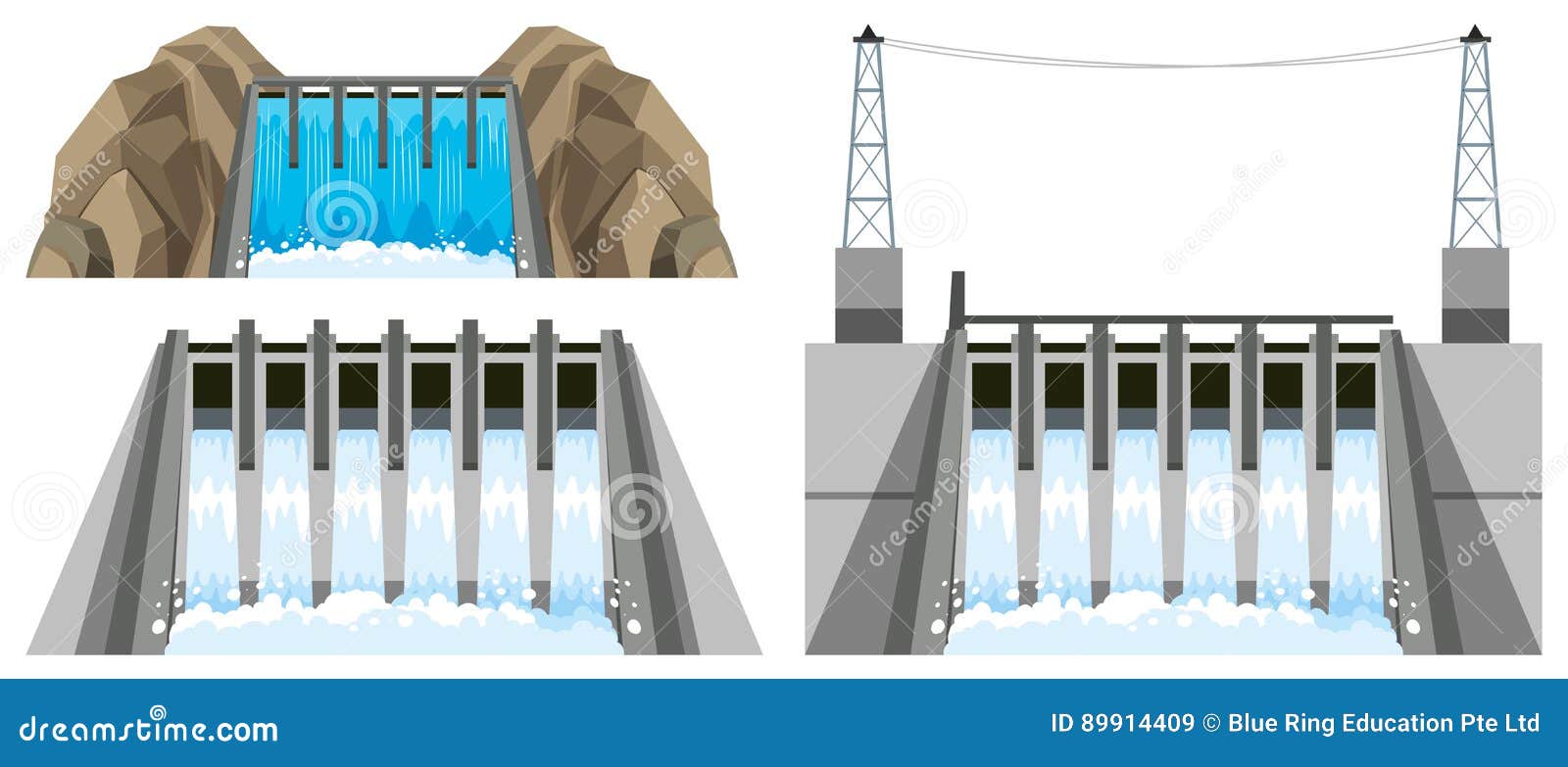Different designs of dam stock vector. Illustration of environment ...